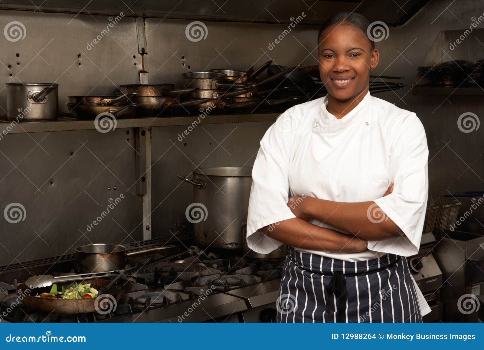 Female Chef Standing Next To Cooker Stock Photo - Image of horizontal ...