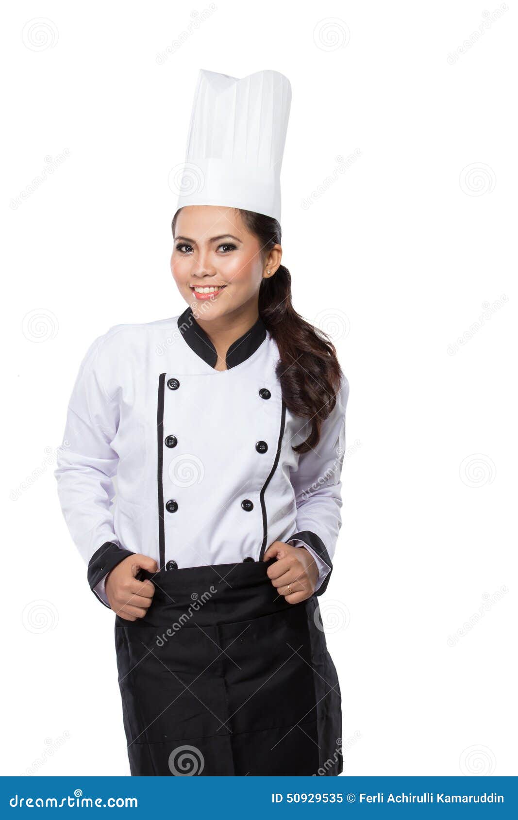 Female Chef in a Traditional Hat and Coat Stock Image - Image of adult ...