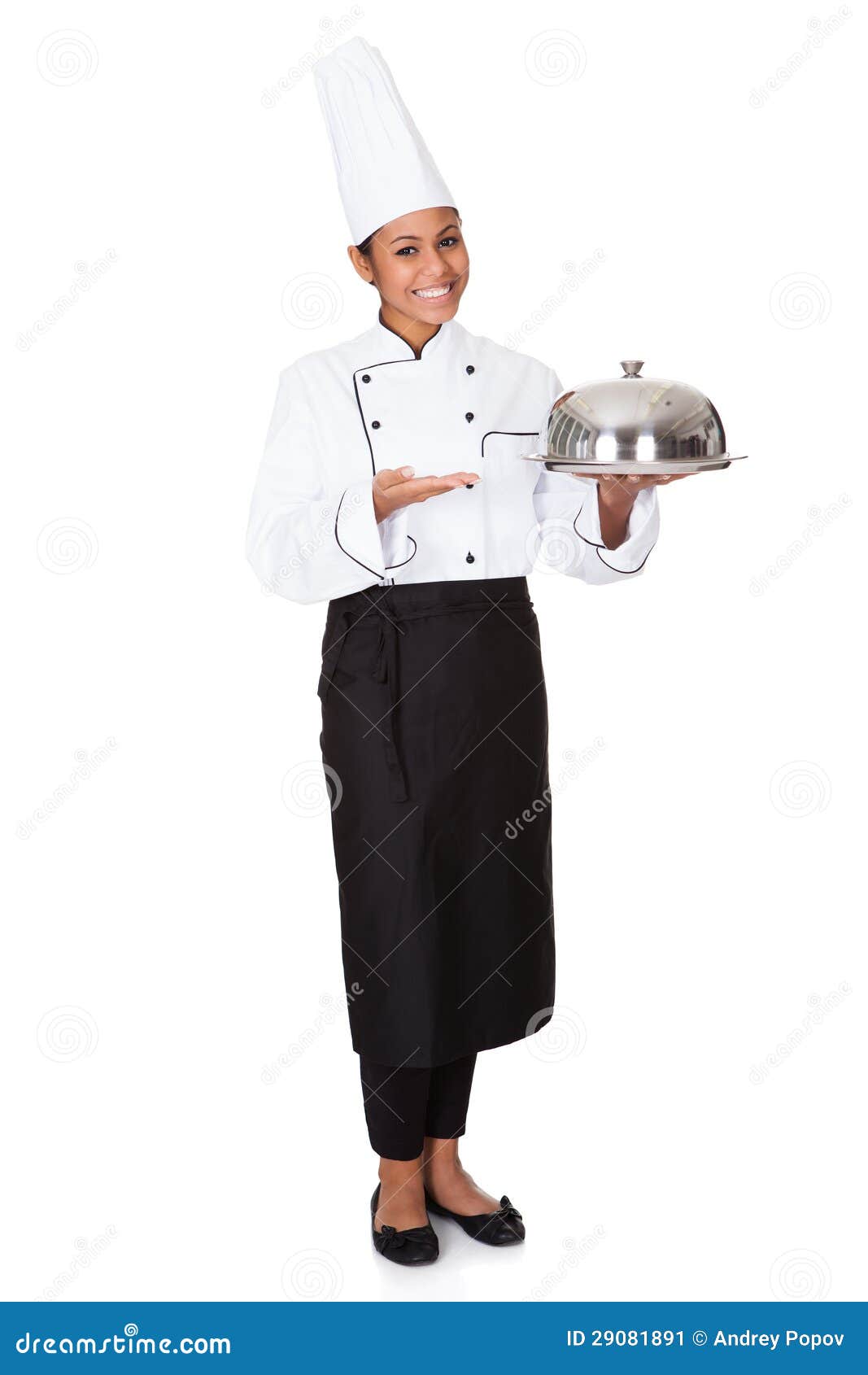 Female Chef with Tray of Food in Hand Stock Image - Image of cuisine ...