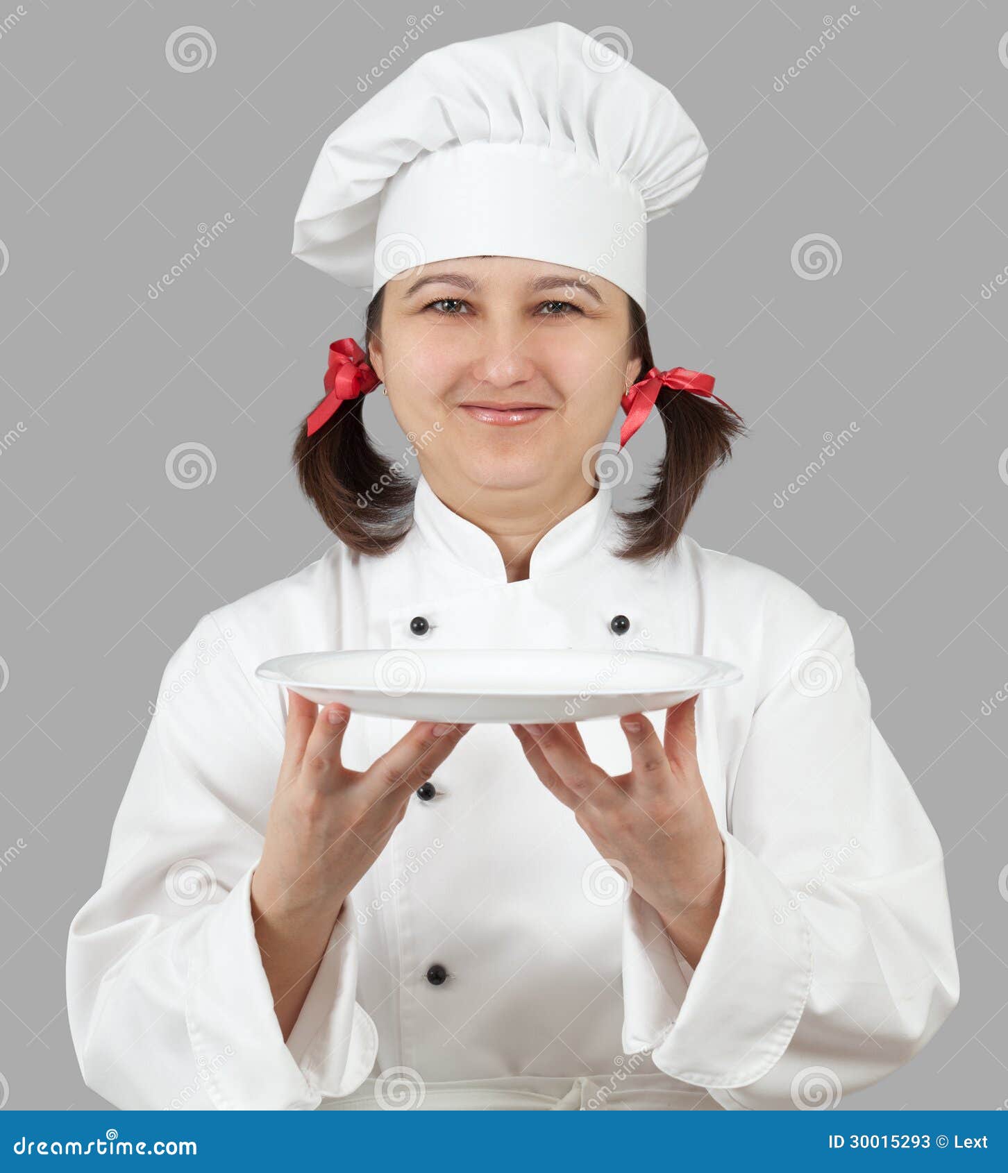 Female chef with a tray. stock image. Image of smiling - 30015293