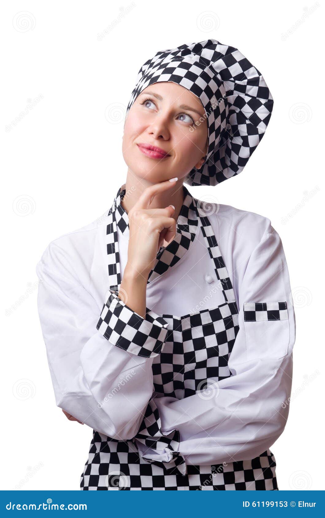 The Female Chef in Uniform Isolated on White Stock Image - Image of ...