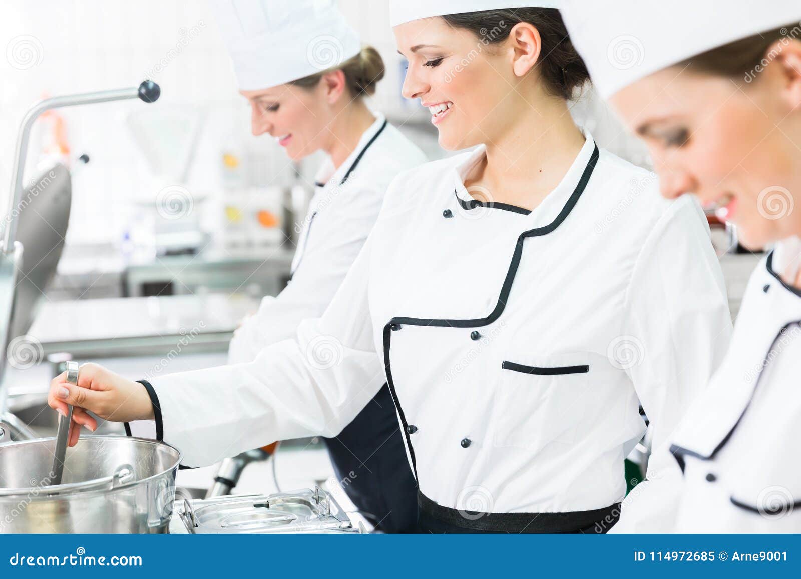 Female Chefs at Work in System Catering Stock Image - Image of dish ...