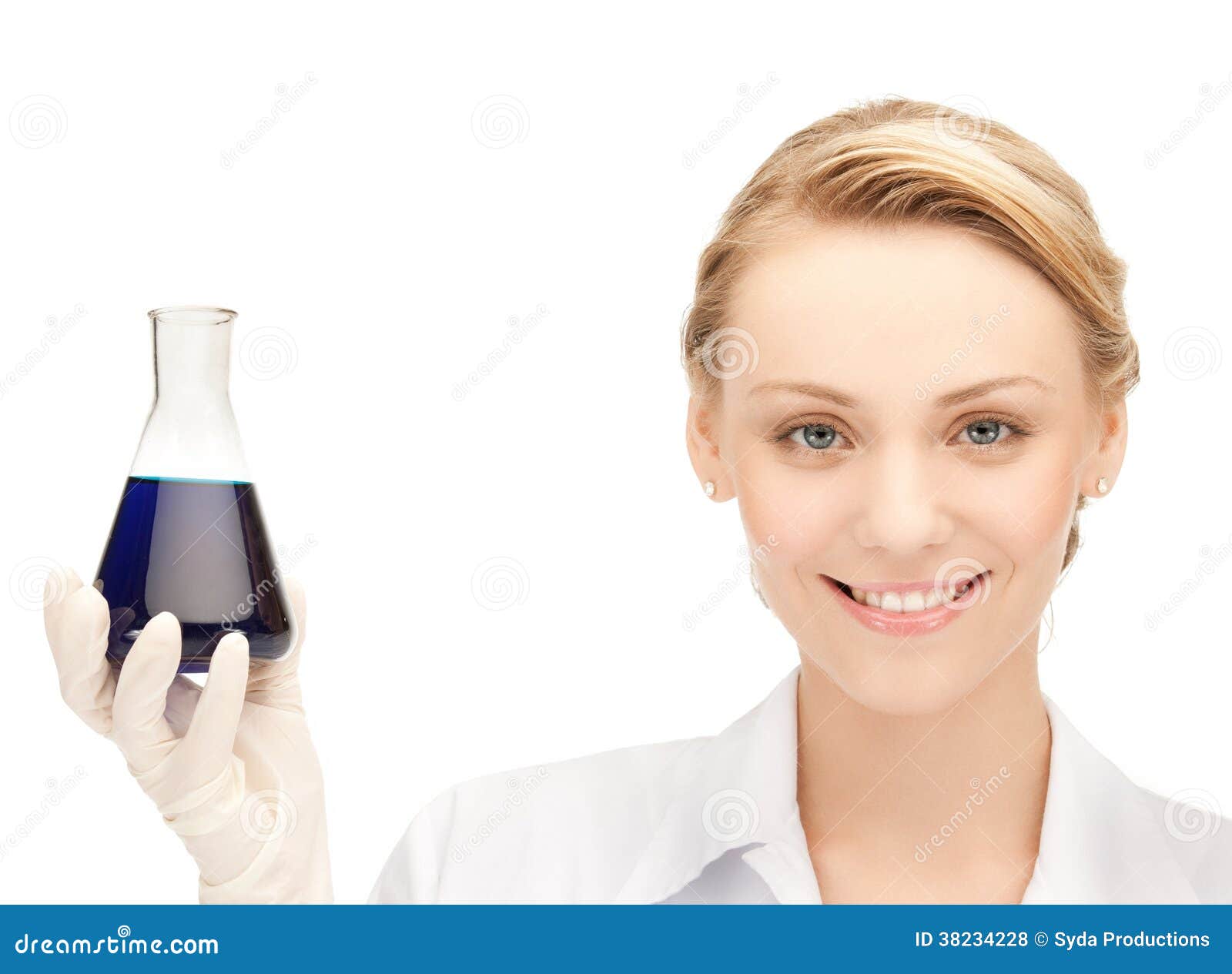 Female Chemist Holding Bulb with Chemicals Stock Photo - Image of ...