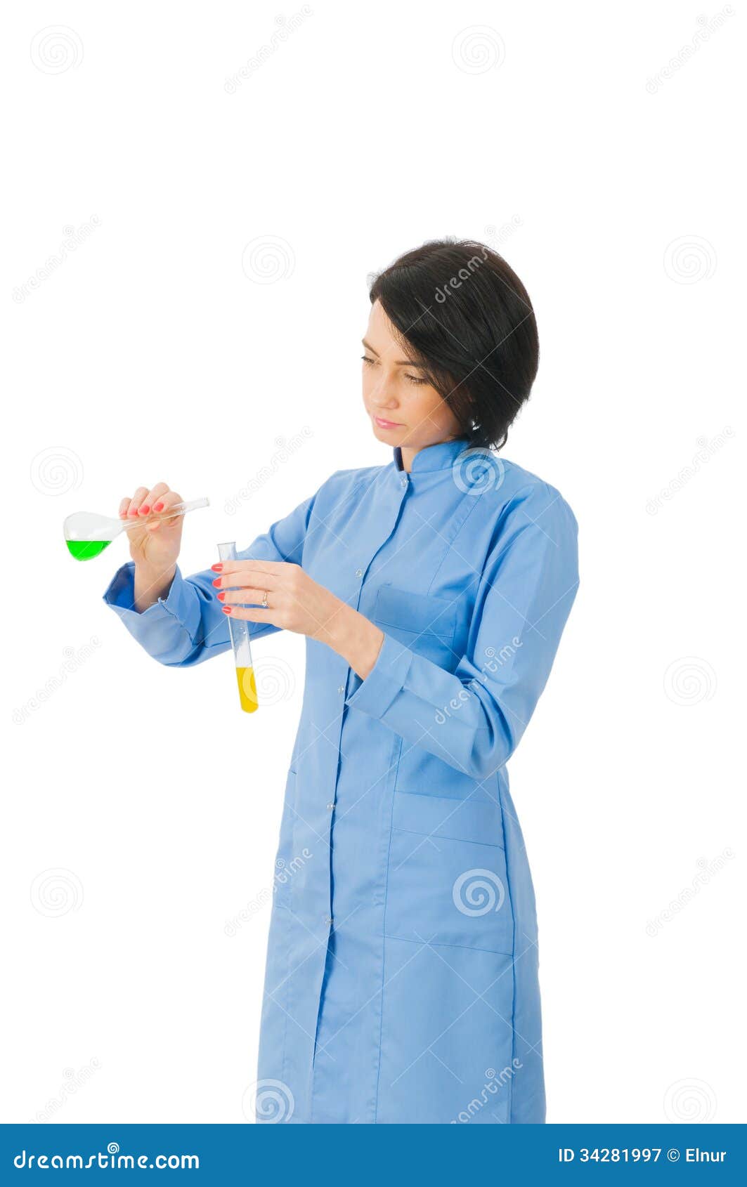 Female chemist in studio stock image. Image of research - 34281997