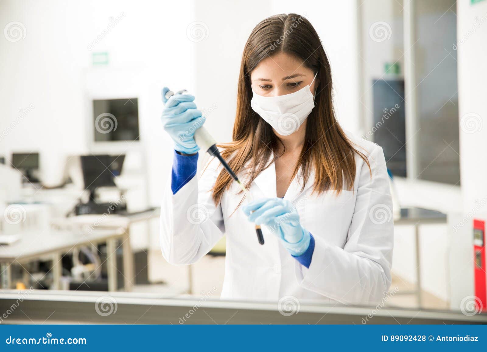 Female Chemist Using a Pipette Stock Photo - Image of hispanic ...