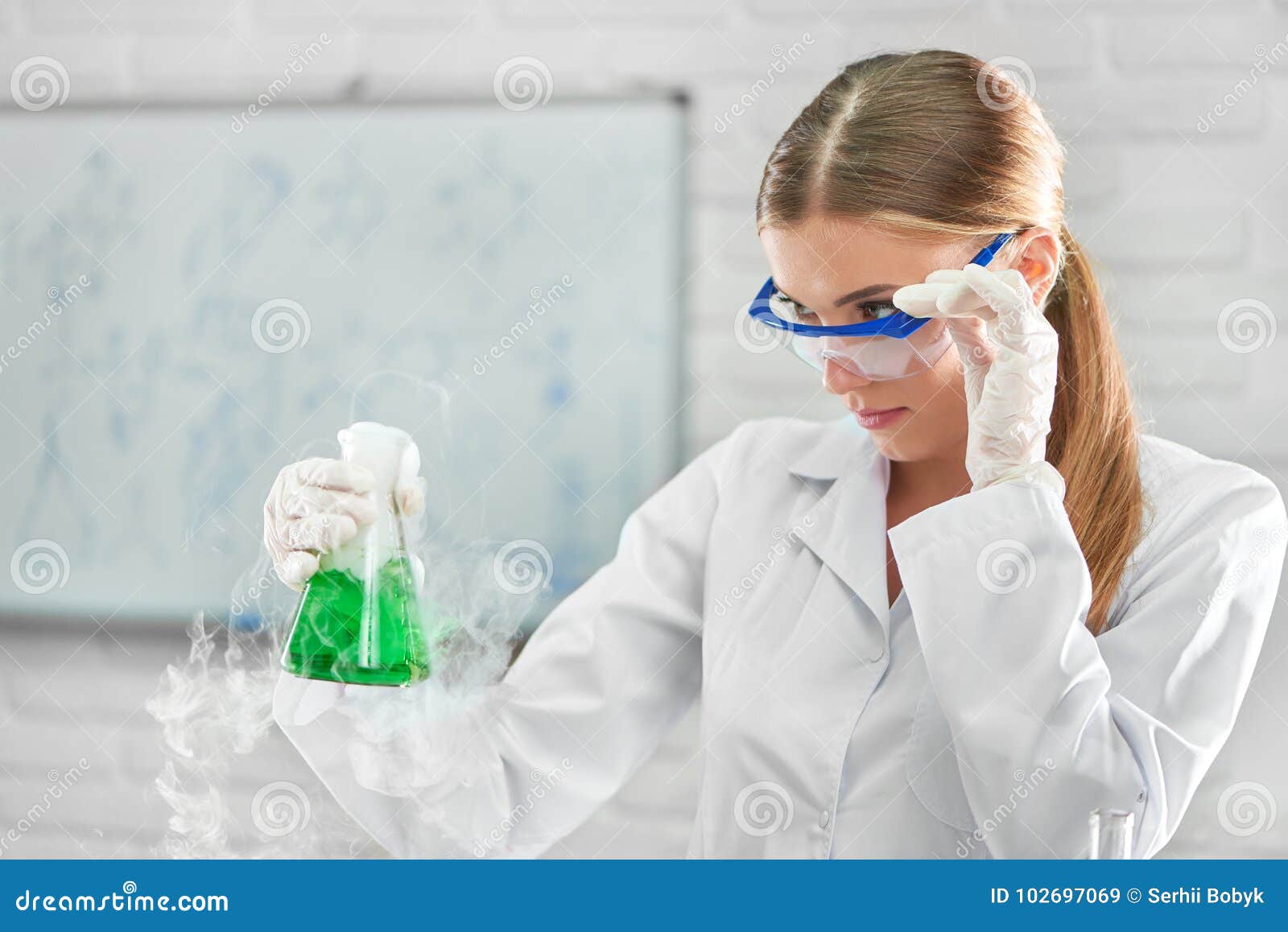 Female Chemist Working at the Laboratory Stock Image - Image of bottle ...