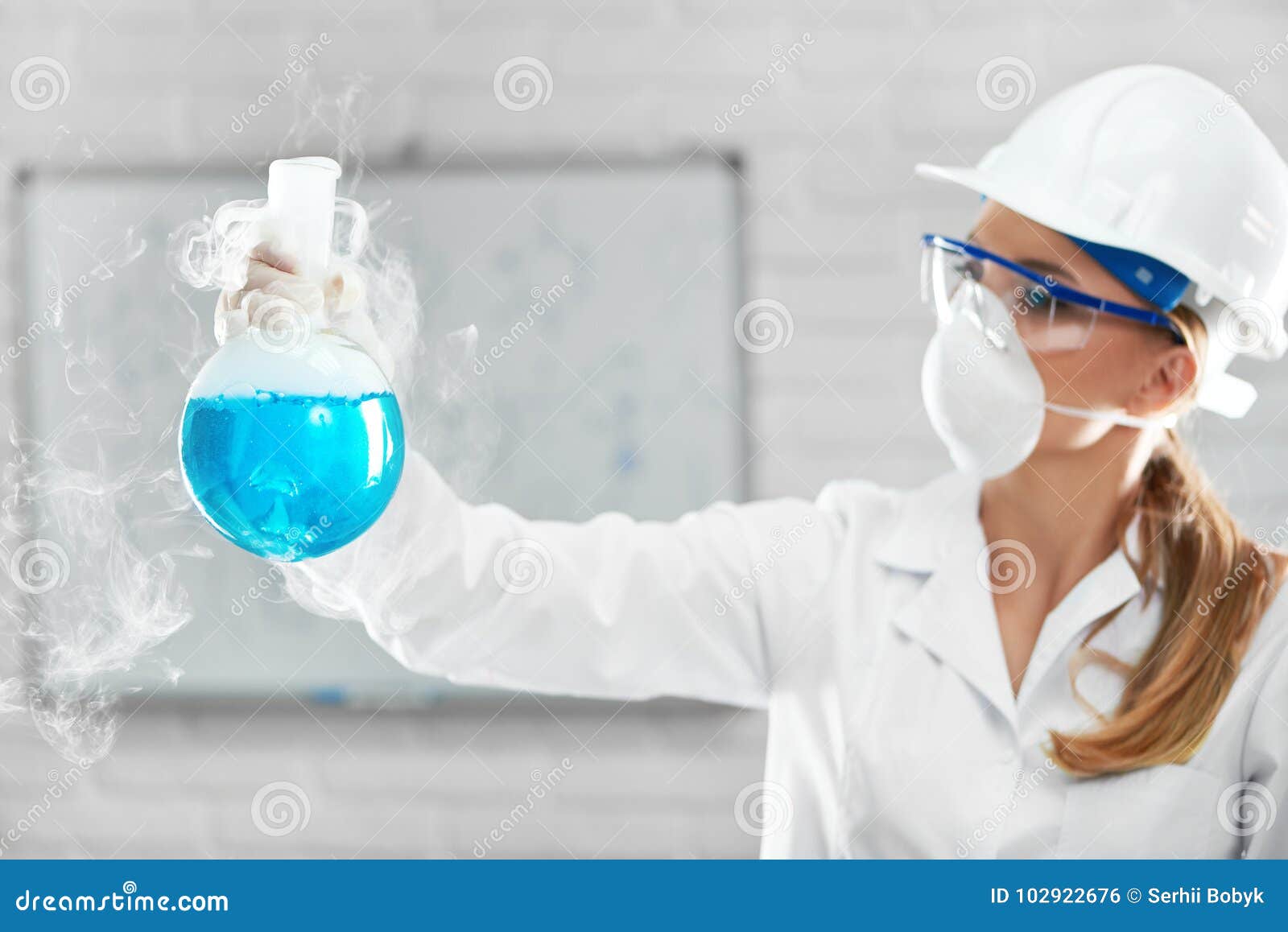 Female Chemist Working at the Laboratory Stock Photo - Image of ...
