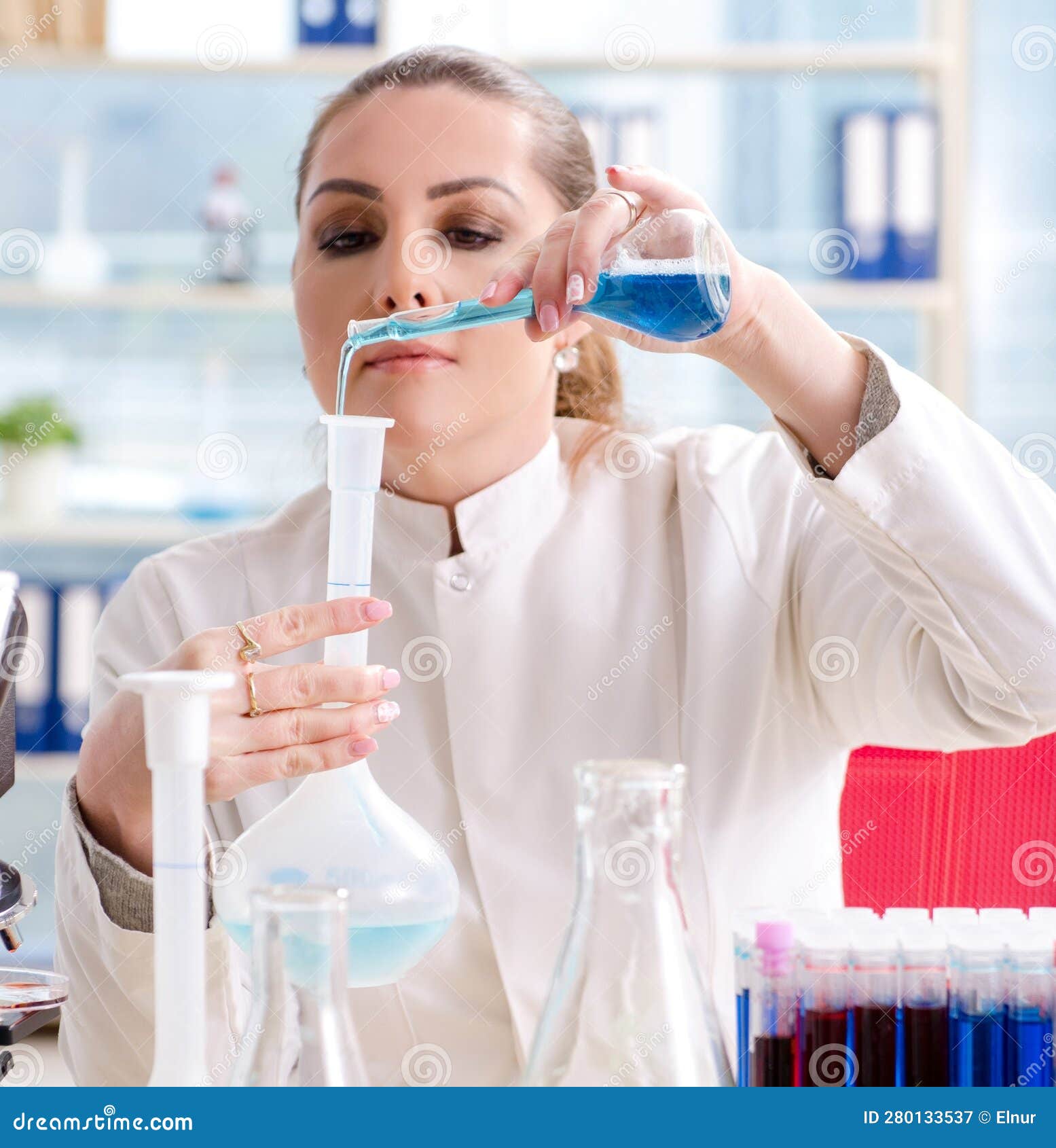 Female Chemist Working in Medical Lab Stock Image - Image of ...
