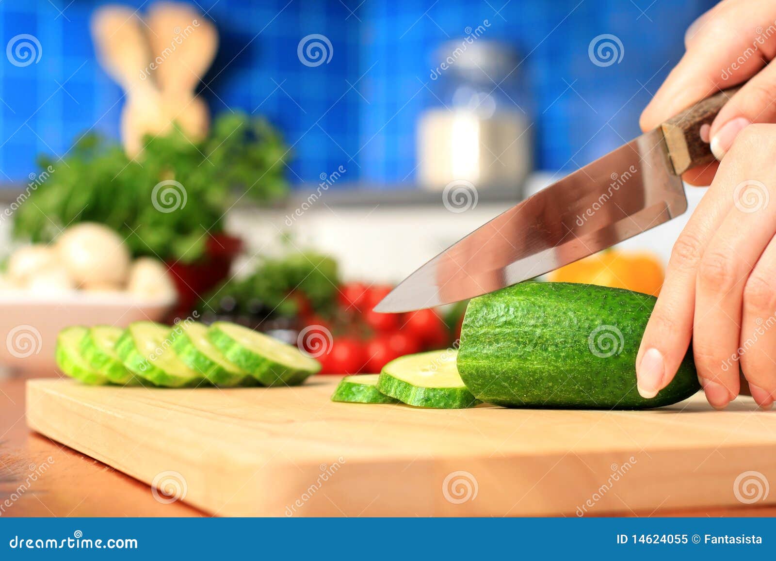 Female Chopping Food Ingredients. Stock Image - Image of cucumber ...