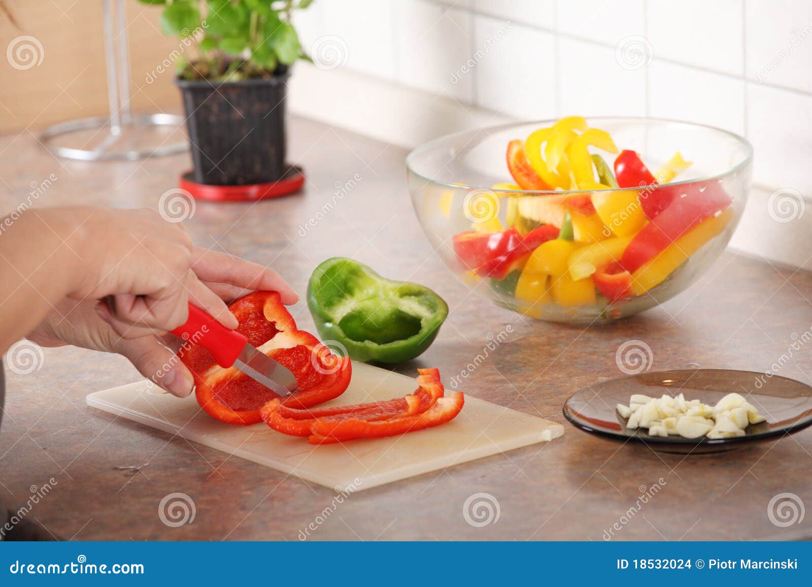 Female Chopping Food Ingredients Stock Photo - Image of meal, cooking ...