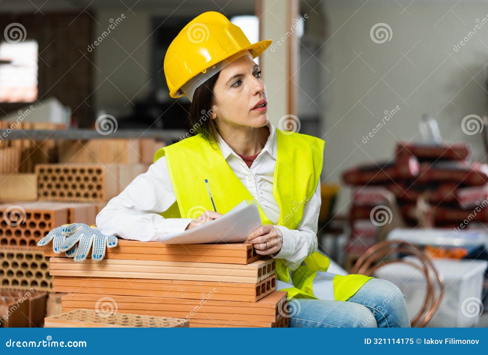 Female Civil Engineer Making Notes while Controlling Workflow at ...