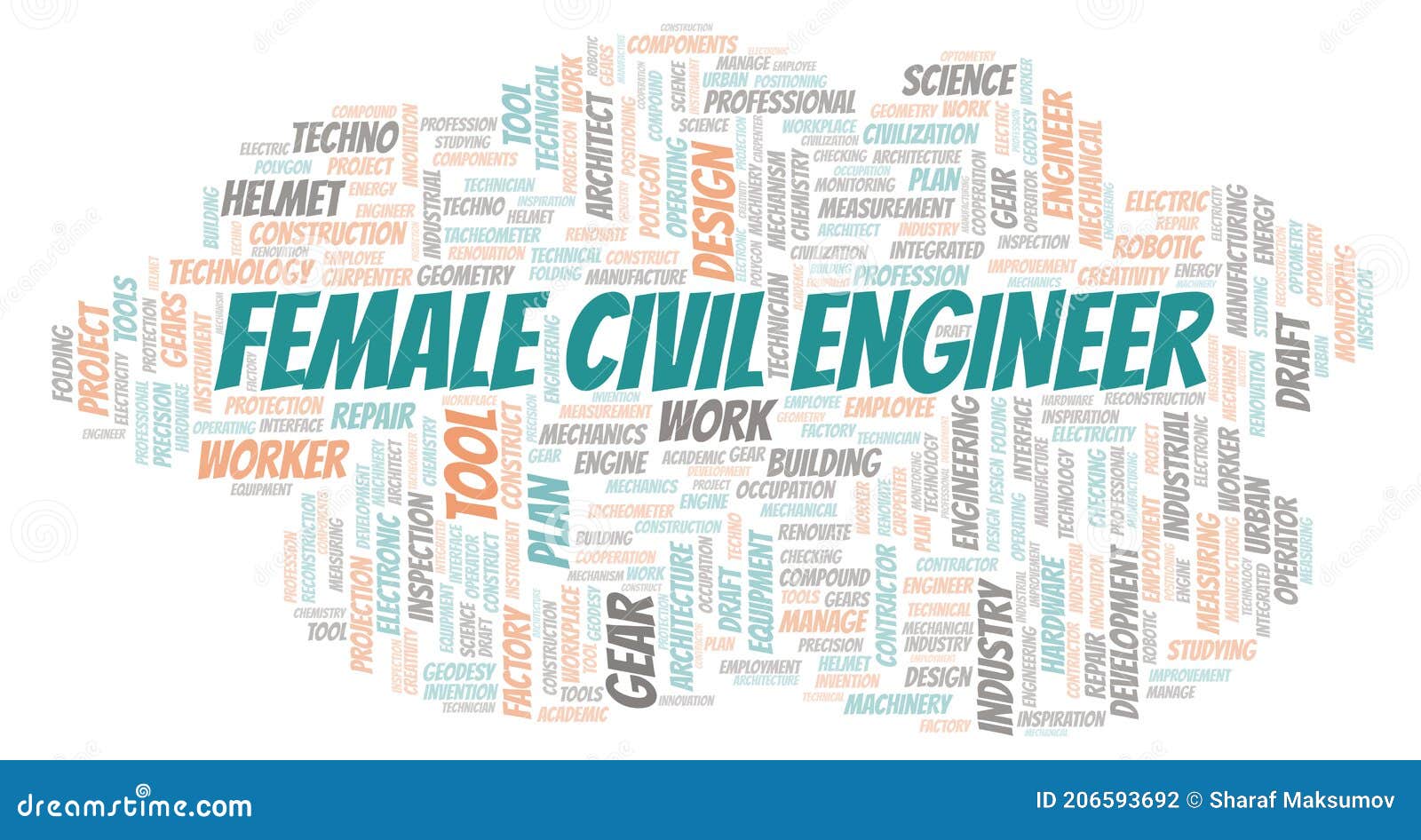 Female Civil Engineer Typography Word Cloud Create with the Text only ...