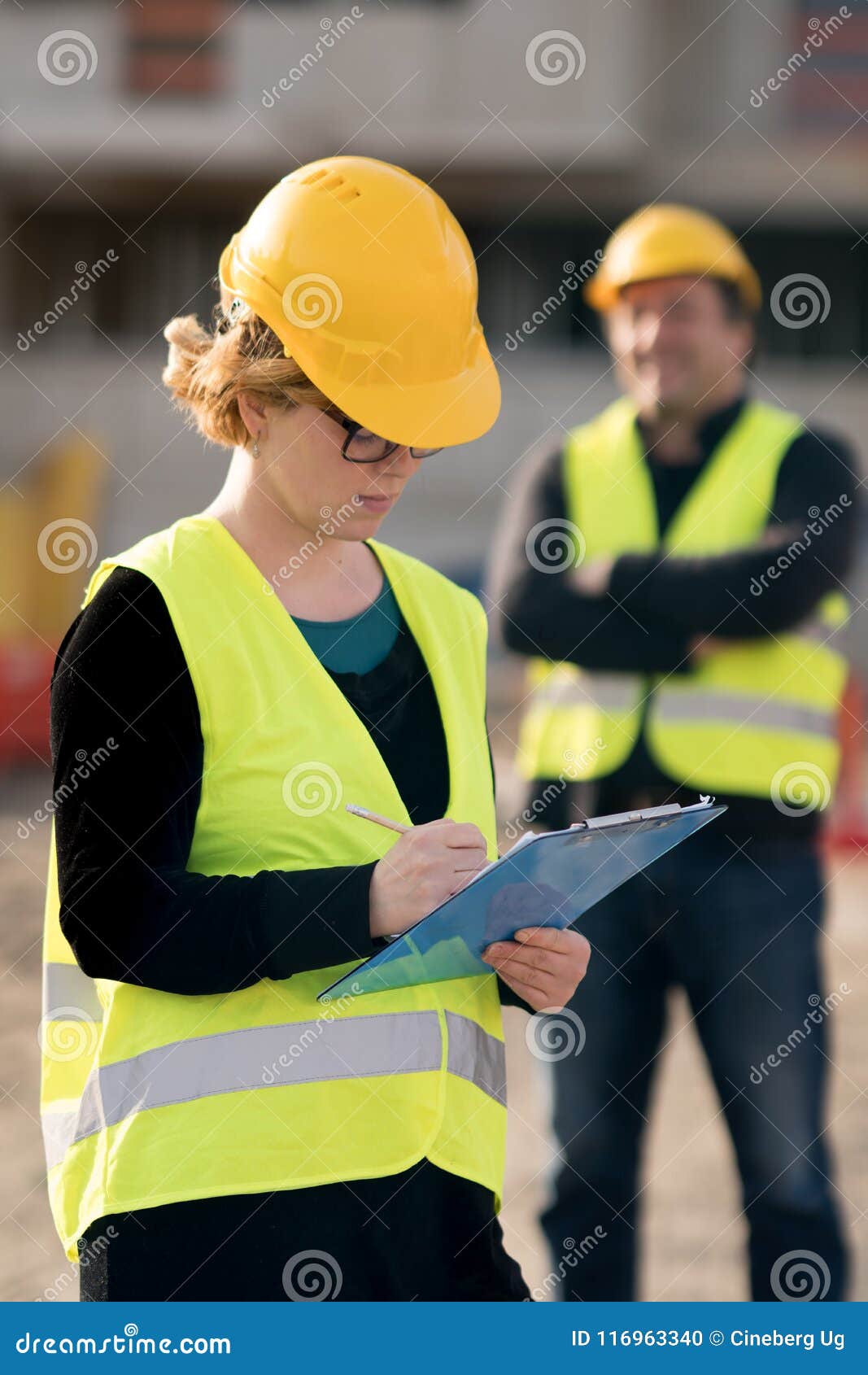 Female Civil Engineer at Work on Construction Site Stock Photo - Image ...