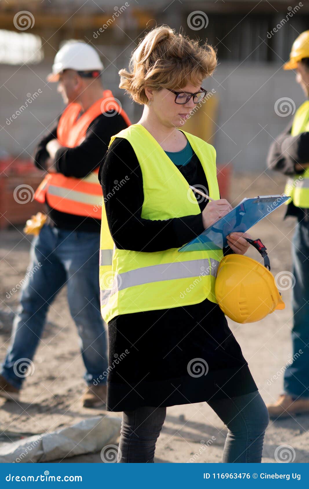 Female Civil Engineer at Work on Construction Site Stock Photo - Image ...