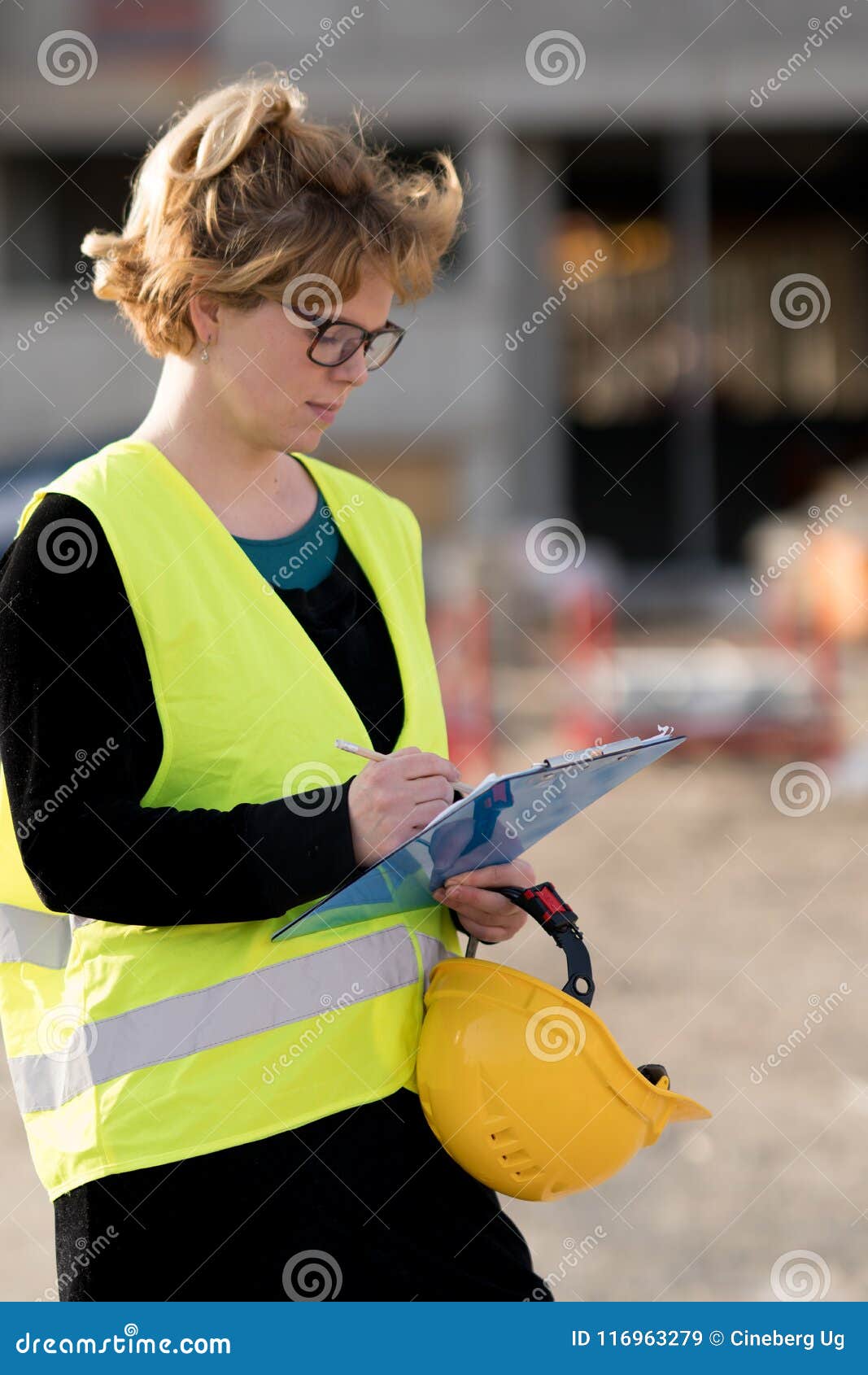 Female Civil Engineer at Work Stock Image - Image of growth, blueprint ...