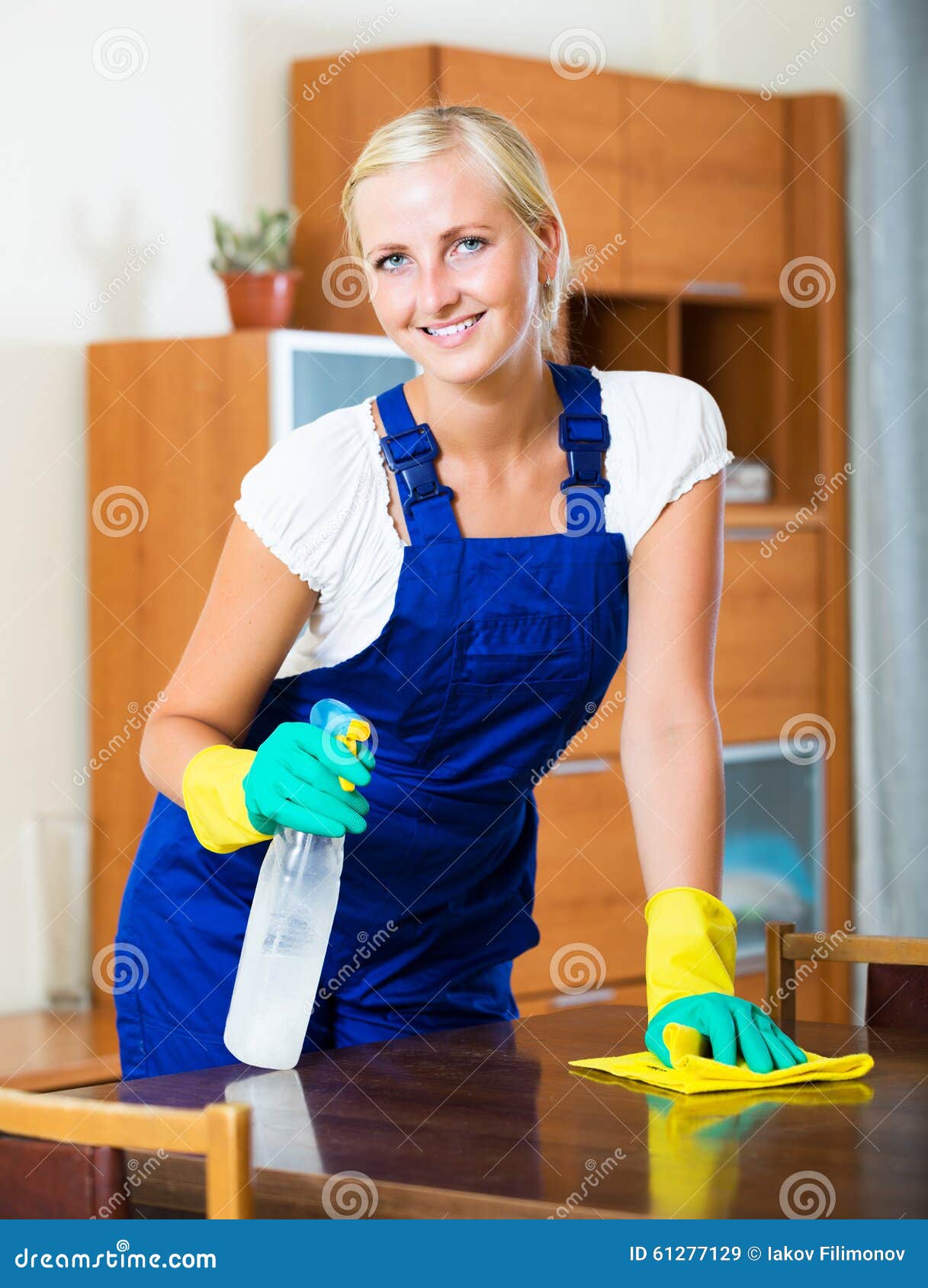 Female Cleaner Doing Regular Clean-up Stock Image - Image of cleaner ...