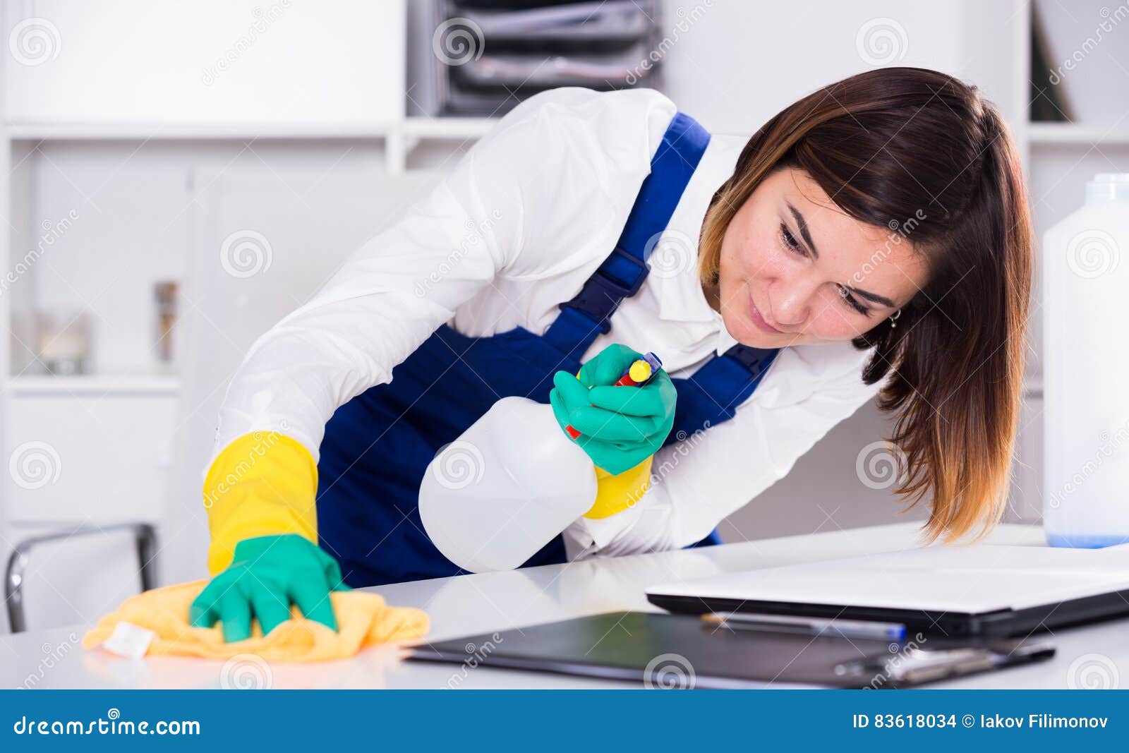 Female cleaner at work stock photo. Image of cleaning - 83618034