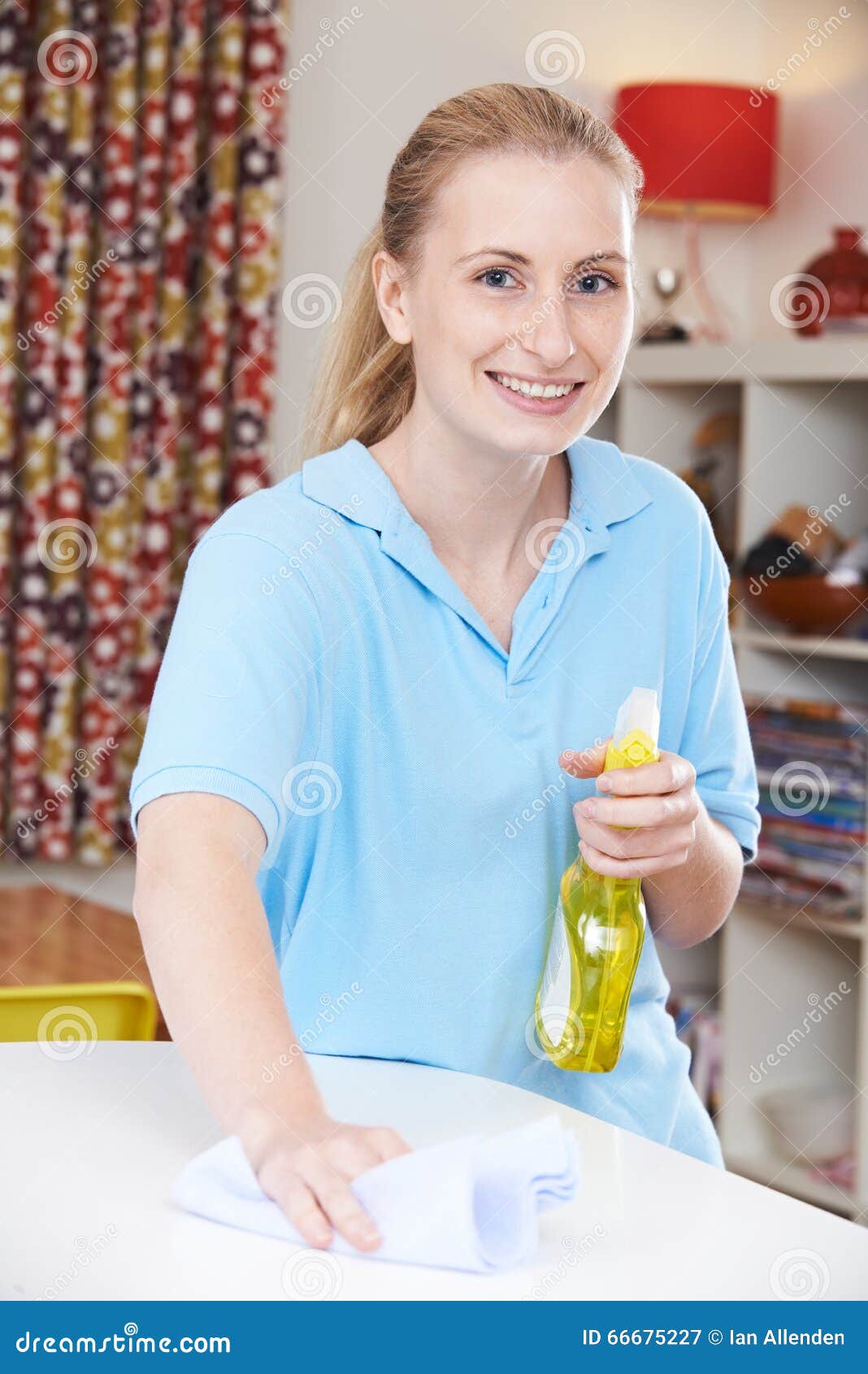Female Cleaner Working in House Stock Image - Image of indoors, uniform ...