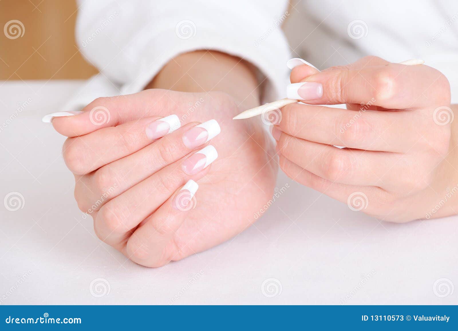 Female Cleaning Under Fingernails with a Stick Stock Image - Image of ...