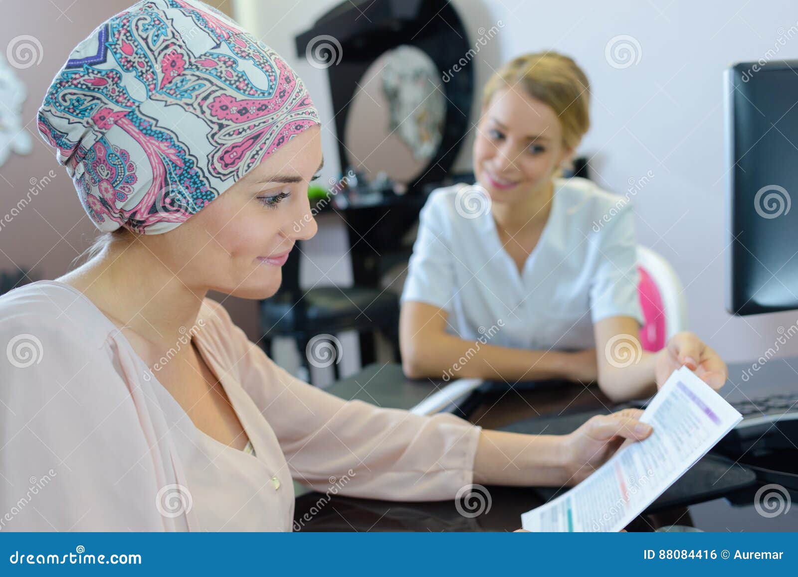 Female Client in Beauty Salon with Beautician Stock Photo - Image of ...