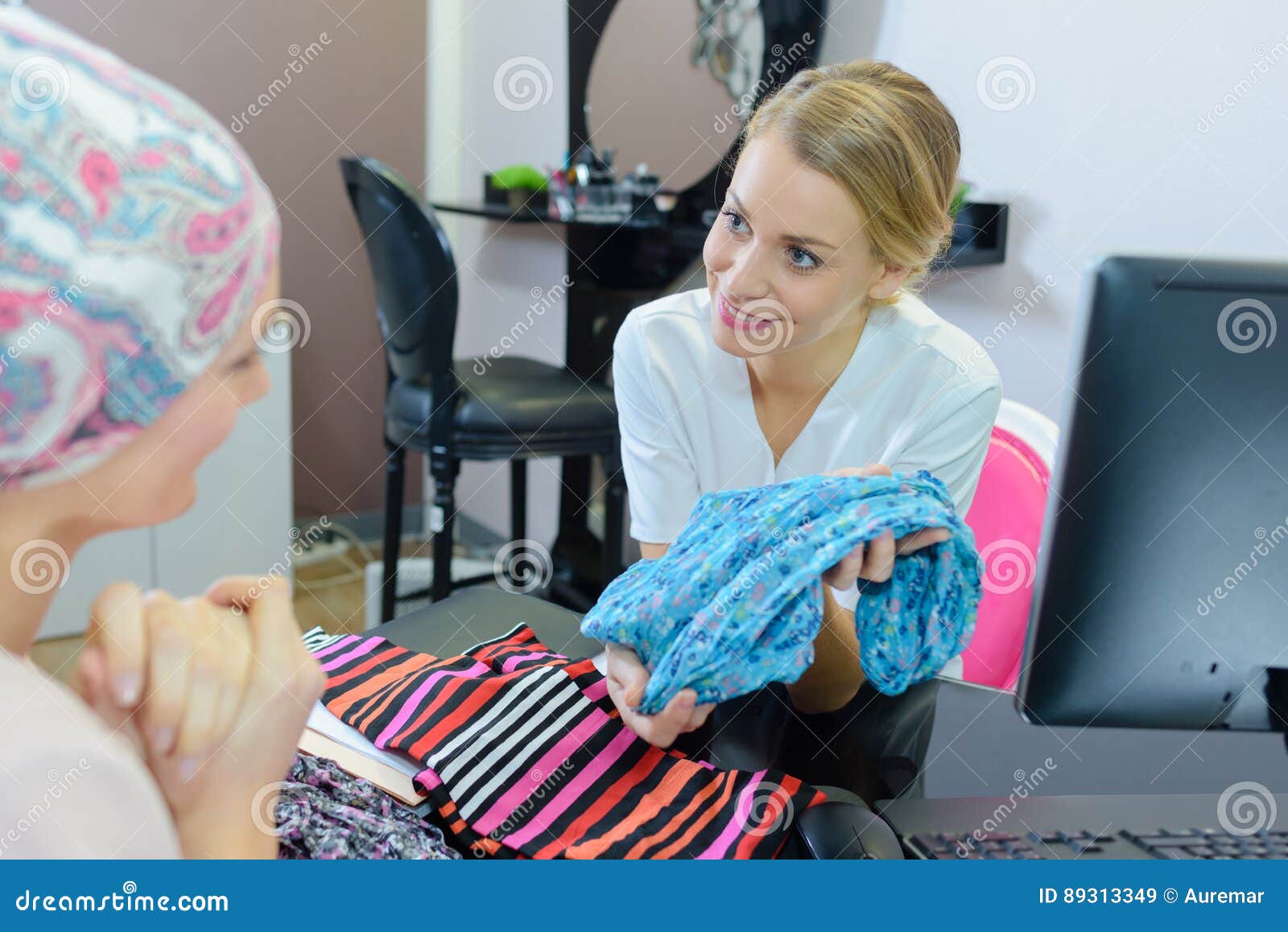 Female Client in Beauty Salon with Beautician Stock Image - Image of ...