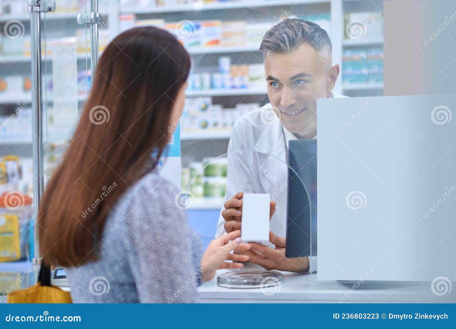 Female Client Standing Near the Pharmacy Counter Stock Image - Image of ...
