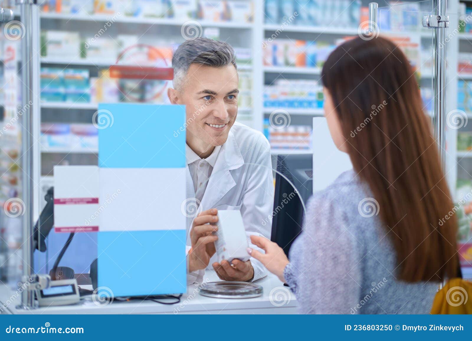 Female Client Standing Near the Pharmacy Counter Stock Photo - Image of ...