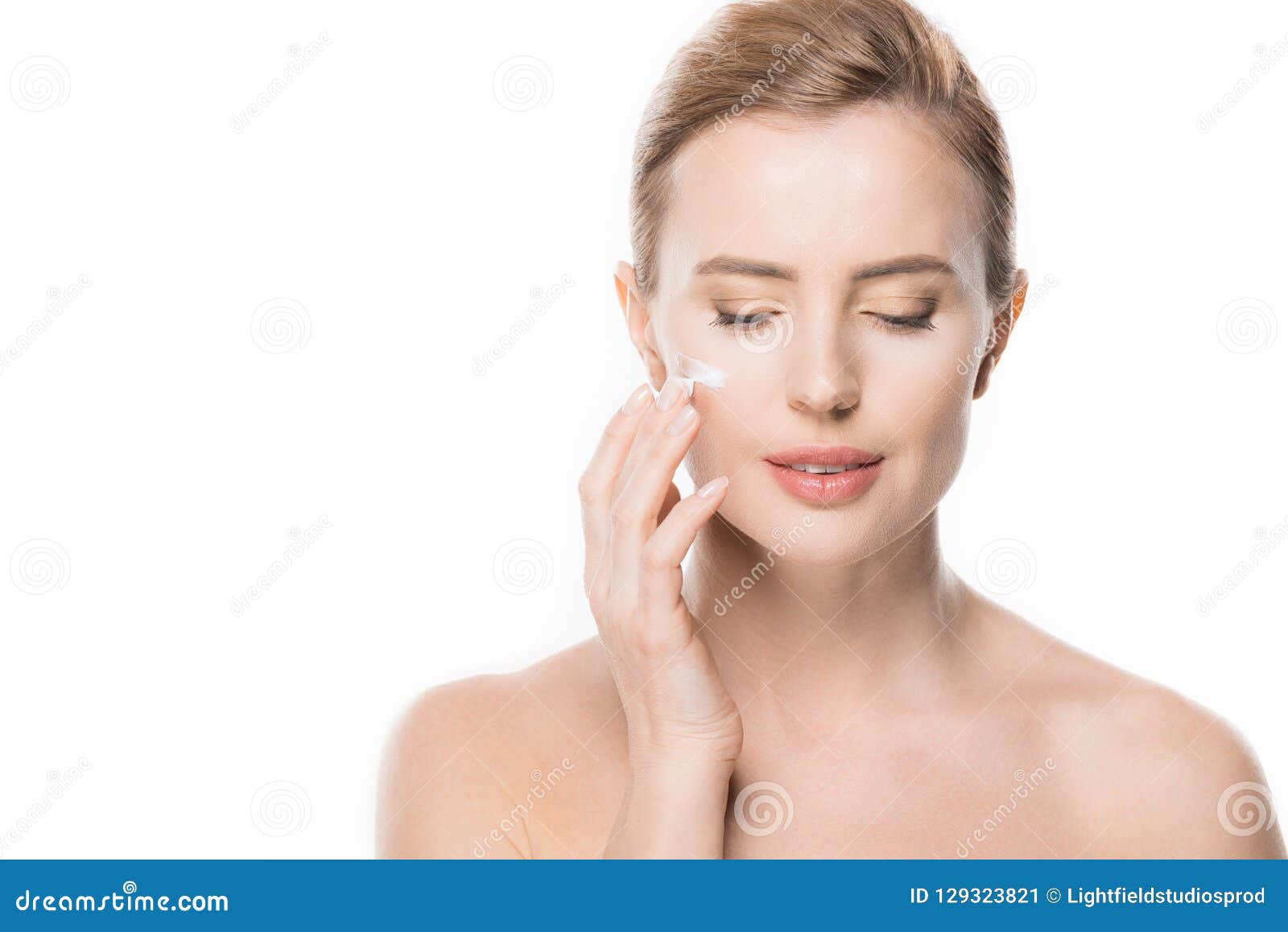 Female with Closed Eyes Applying Cream on Her Face Stock Image - Image ... Female with Closed Eyes Applying Cream on Her Face Stock Image - Image ...