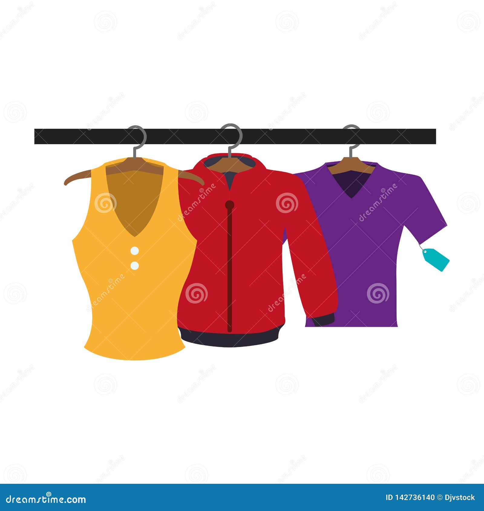 Female Clothes Hanging in Aparel Stock Vector - Illustration of casual ...