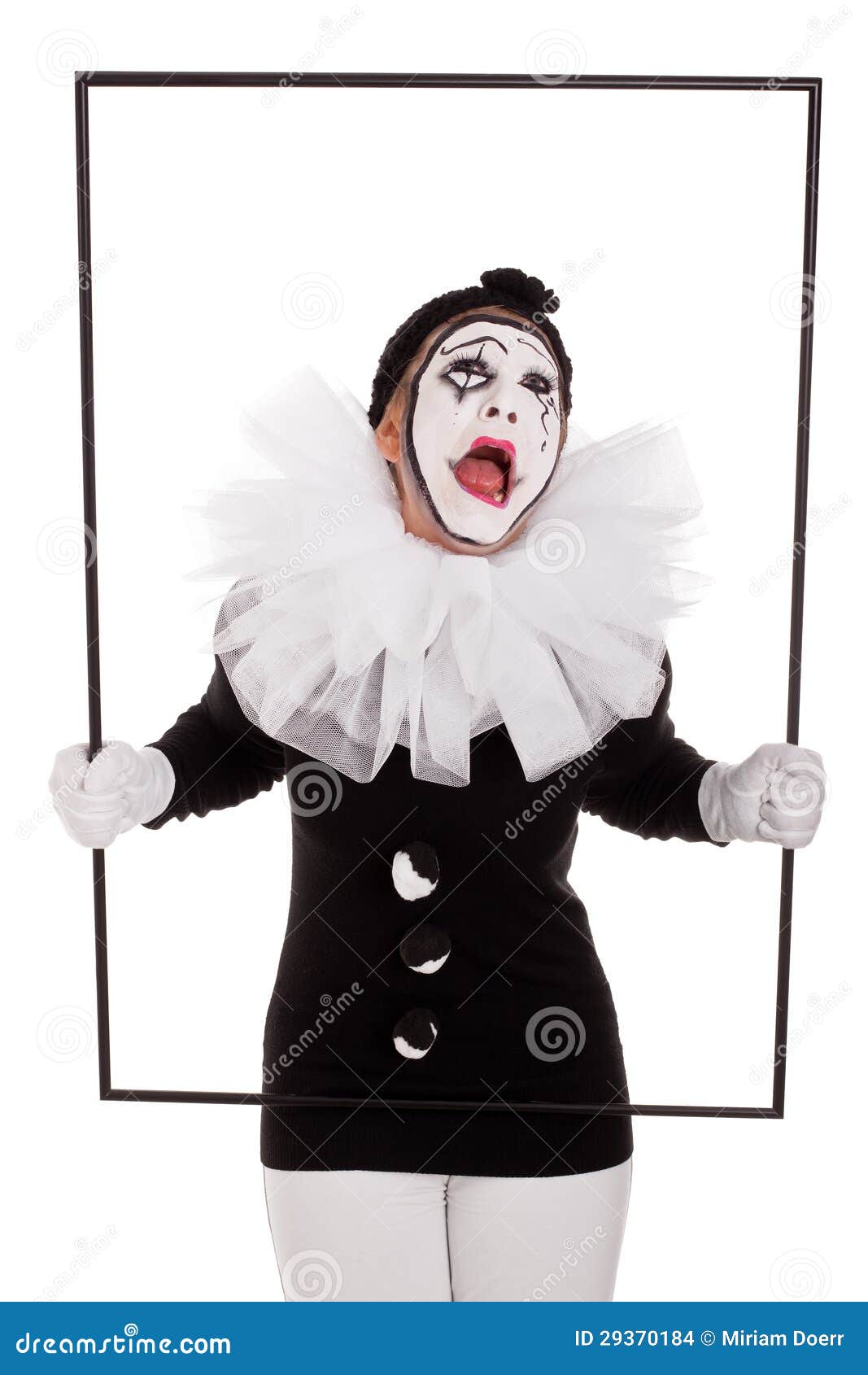 A Female Clown in a Frame is Crying Stock Photo - Image of jabot ...