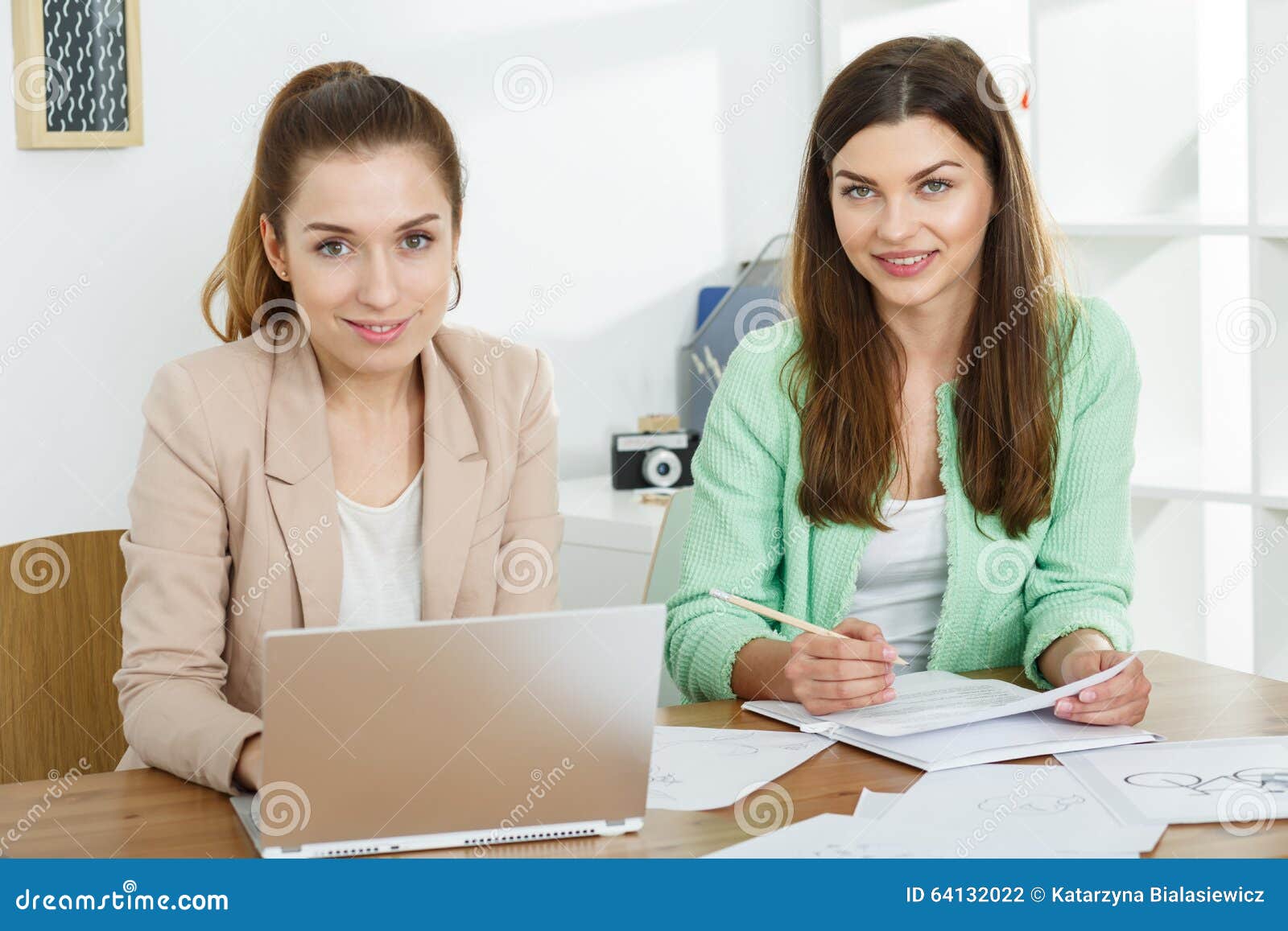 Female Co-workers Creating Project Stock Photo - Image of caucasian ...