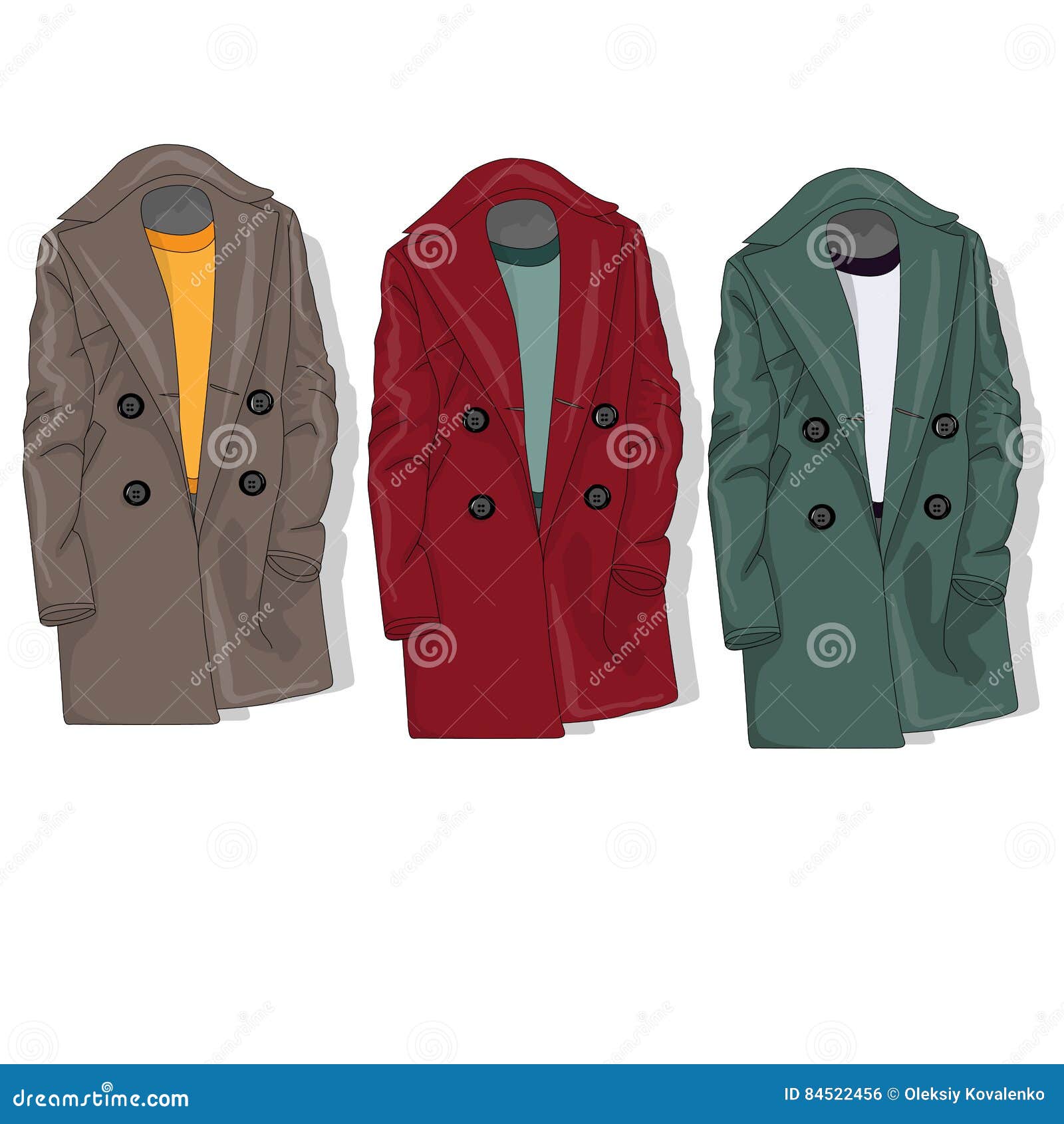 Female coat set. Vector. stock vector. Illustration of coat - 84522456
