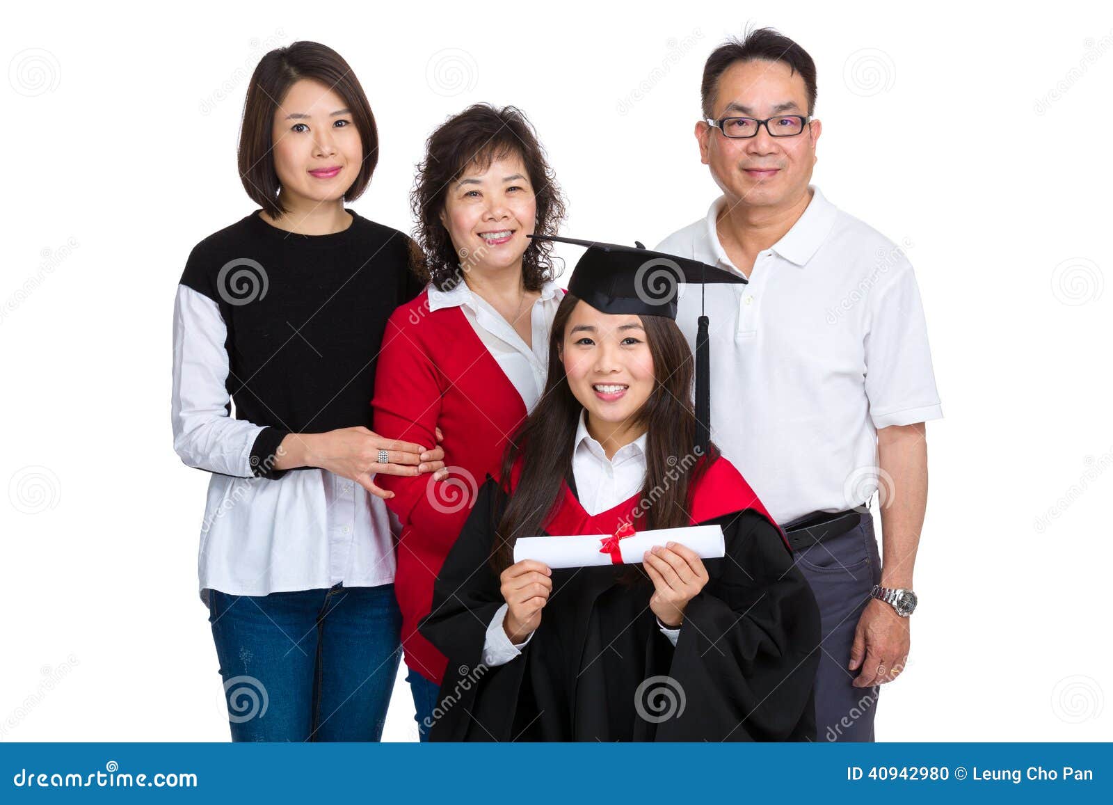Female College Graduate with Parent Stock Photo - Image of girl, female ...