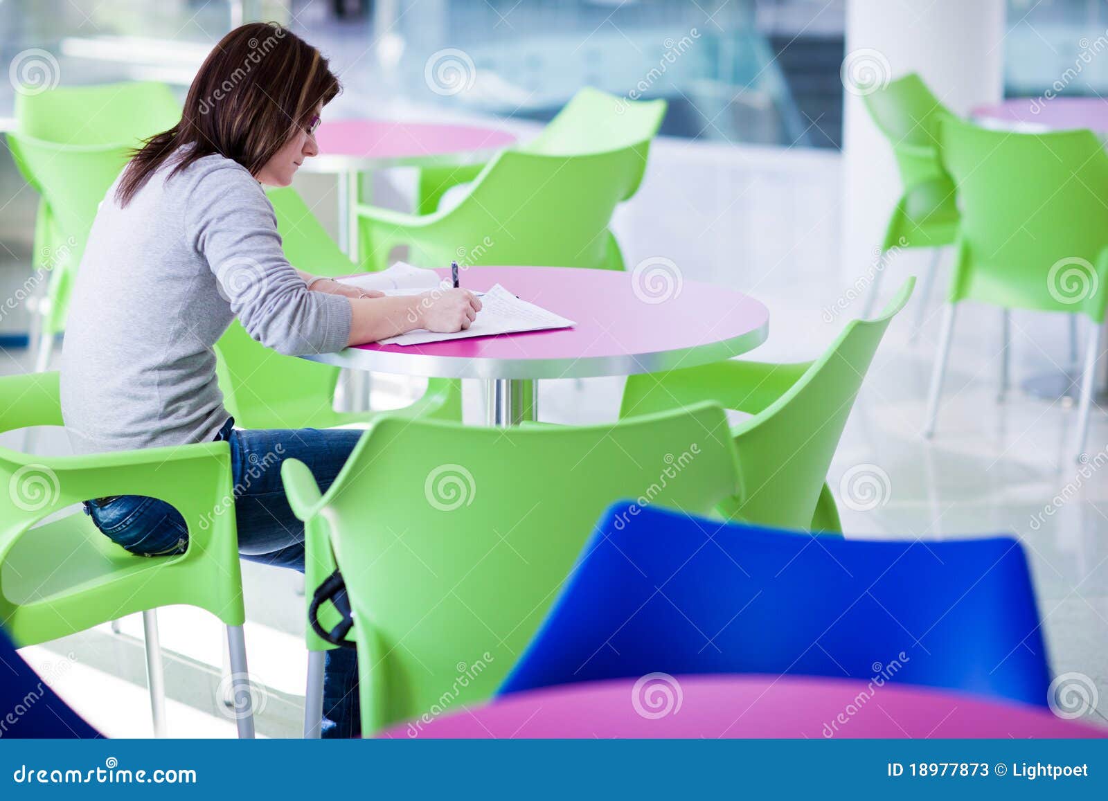 Female College Student Doing Homework Stock Image - Image of book ...