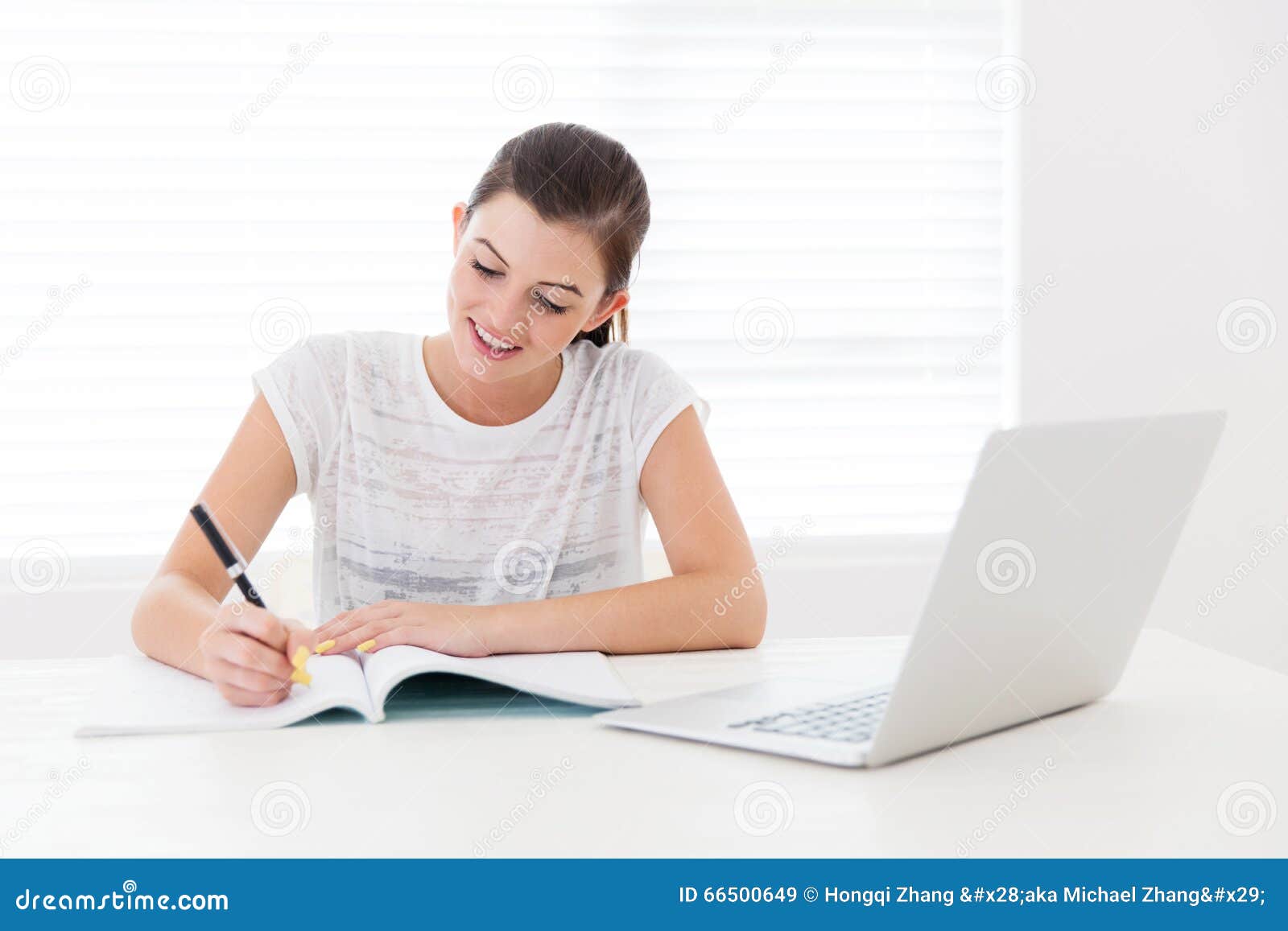 Female College Student Studying Stock Image - Image of smile, girl ...
