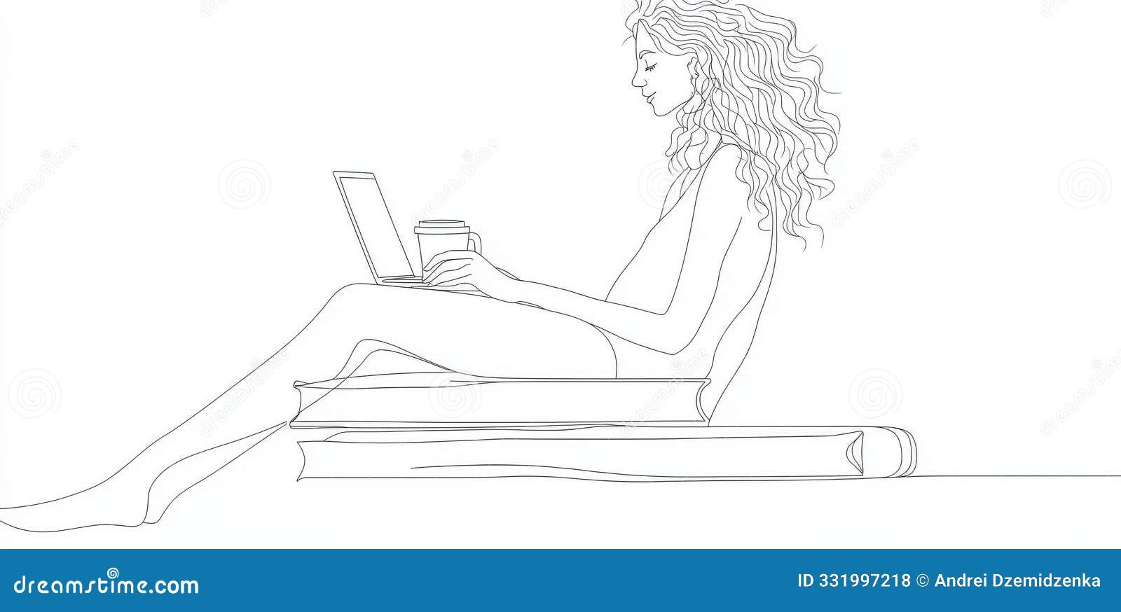 Female College Student Using Laptop Computer on Lap, Modern ...