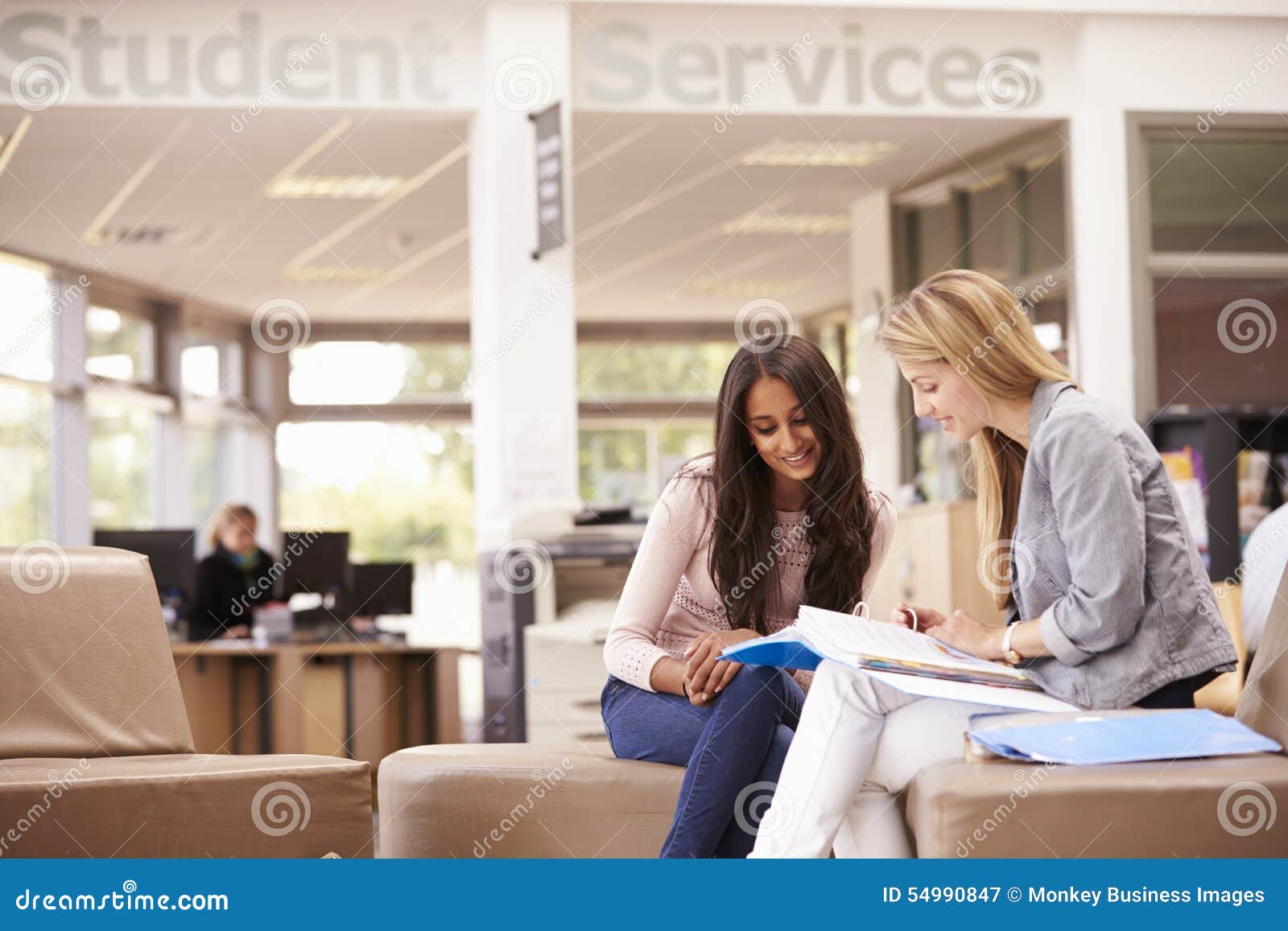 Female College Student Working with Mentor Stock Image - Image of teen ...