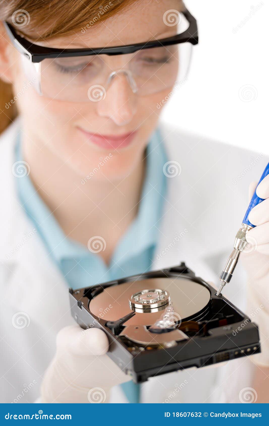 Female Computer Engineer - Woman Repair Hard Disc Stock Photo - Image ...