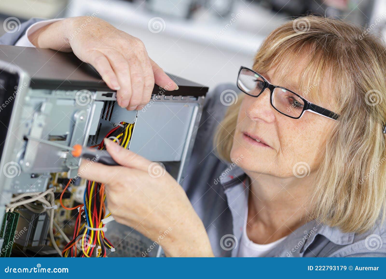 Female Computer Technician Repairing Pc Stock Image - Image of service ...