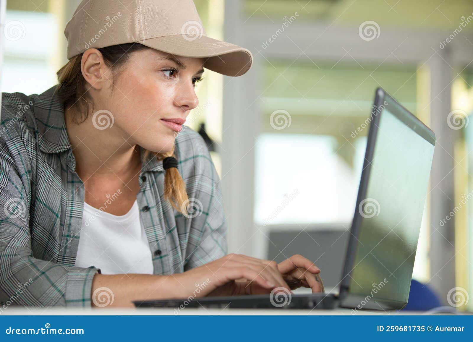 Female Computer Technician Using Laptop Stock Image - Image of working ...