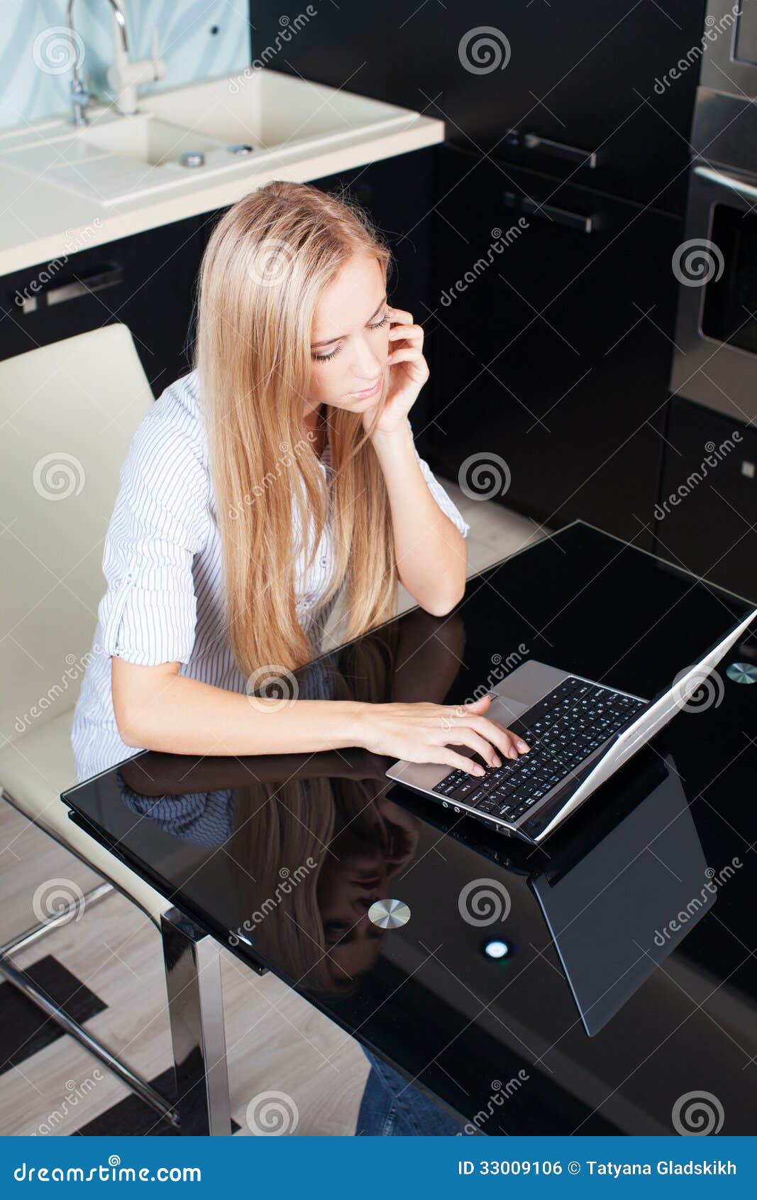 Female with computer stock photo. Image of house, office - 33009106