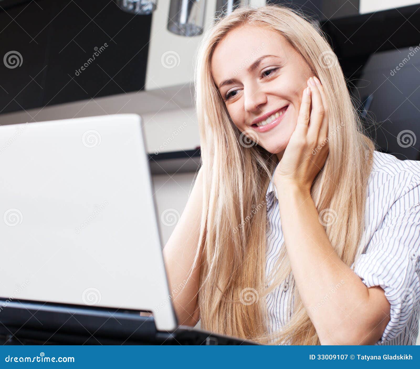 Female with computer stock image. Image of person, adults - 33009107
