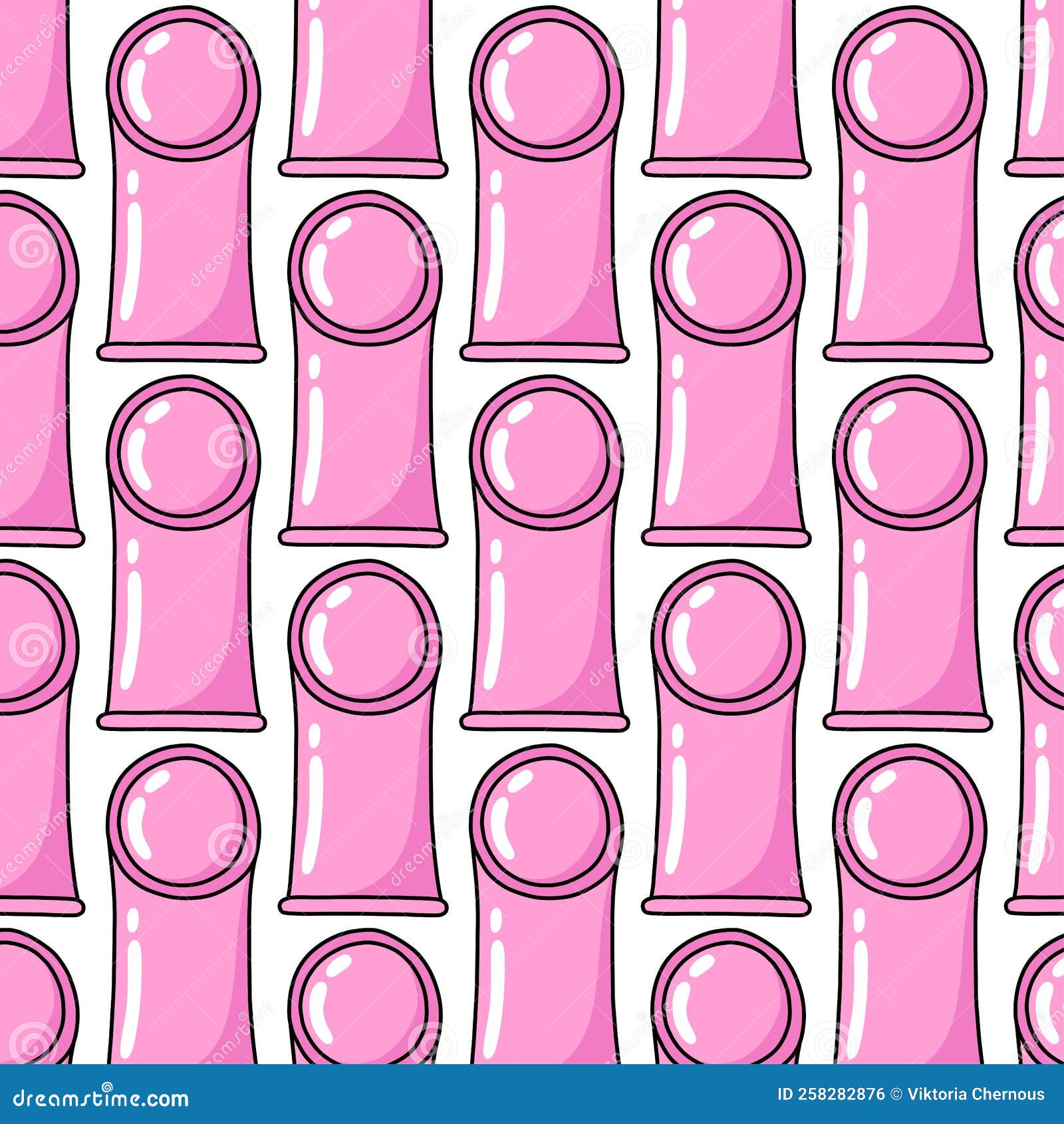 Female Condom Doodle Pattern, Vector Color Line Illustration Stock ...