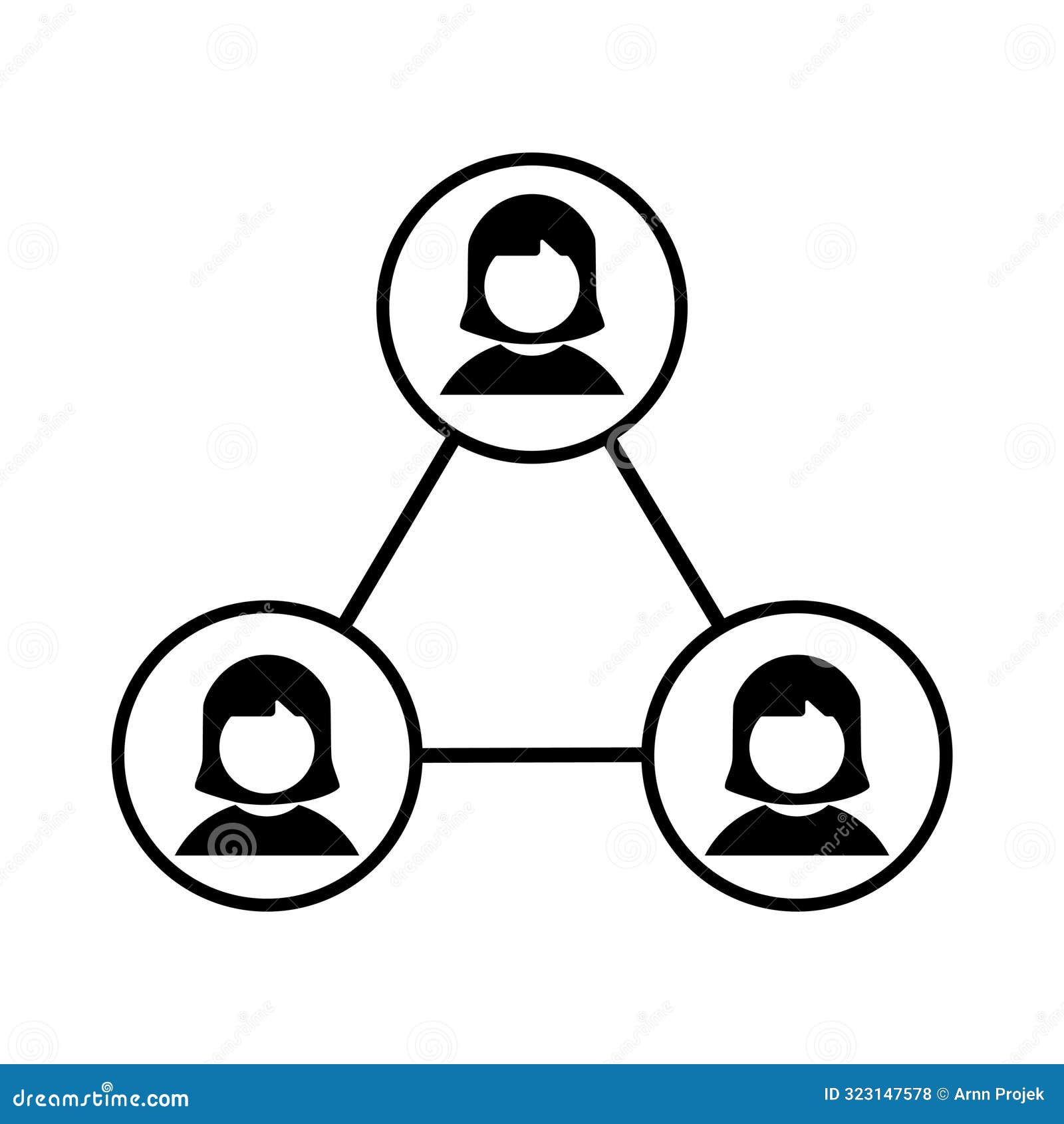 Female Connection. Three Women in a Connected Circle. Flat Design Style ...