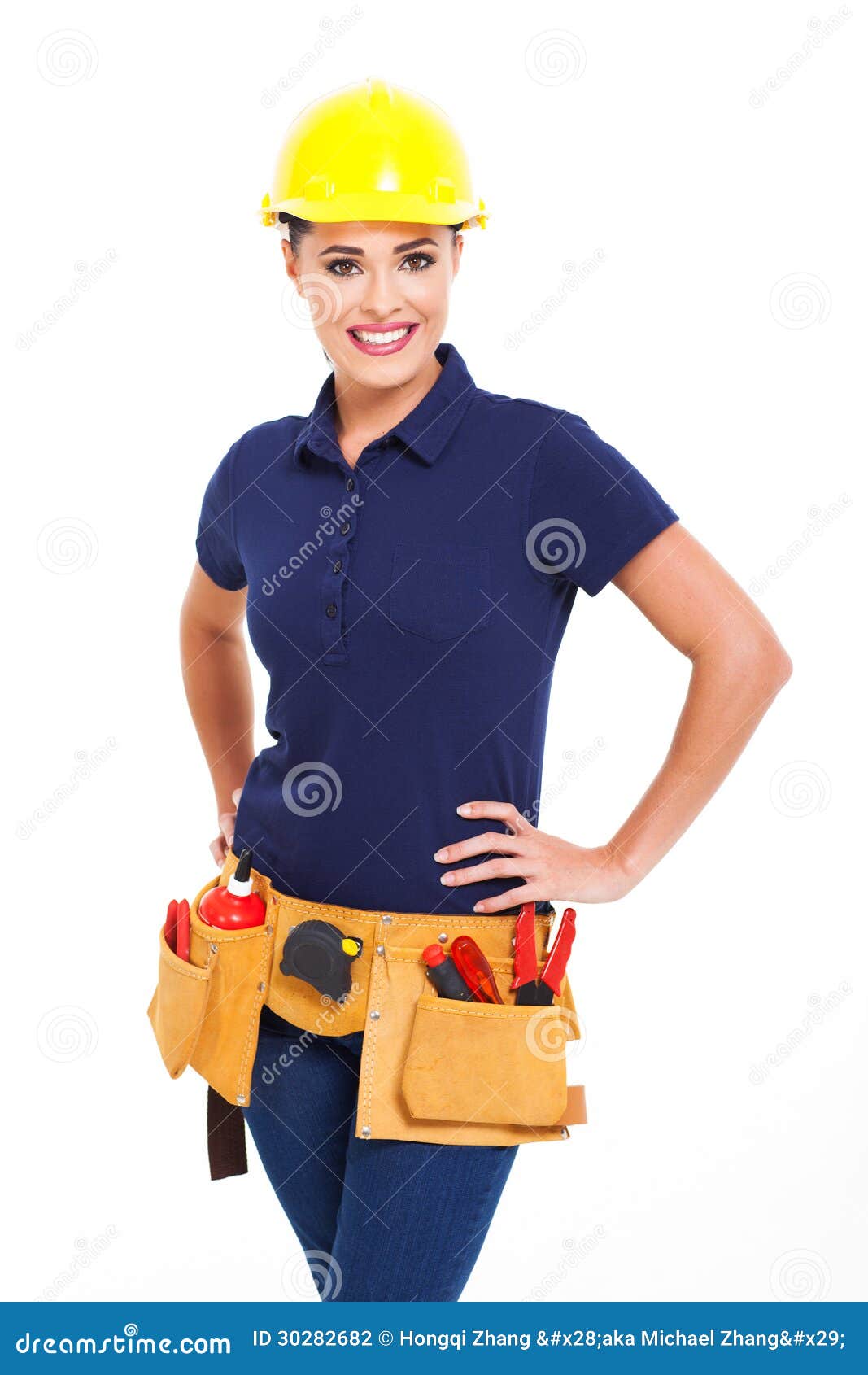 Female contractor stock photo. Image of constructor, blue - 30282682