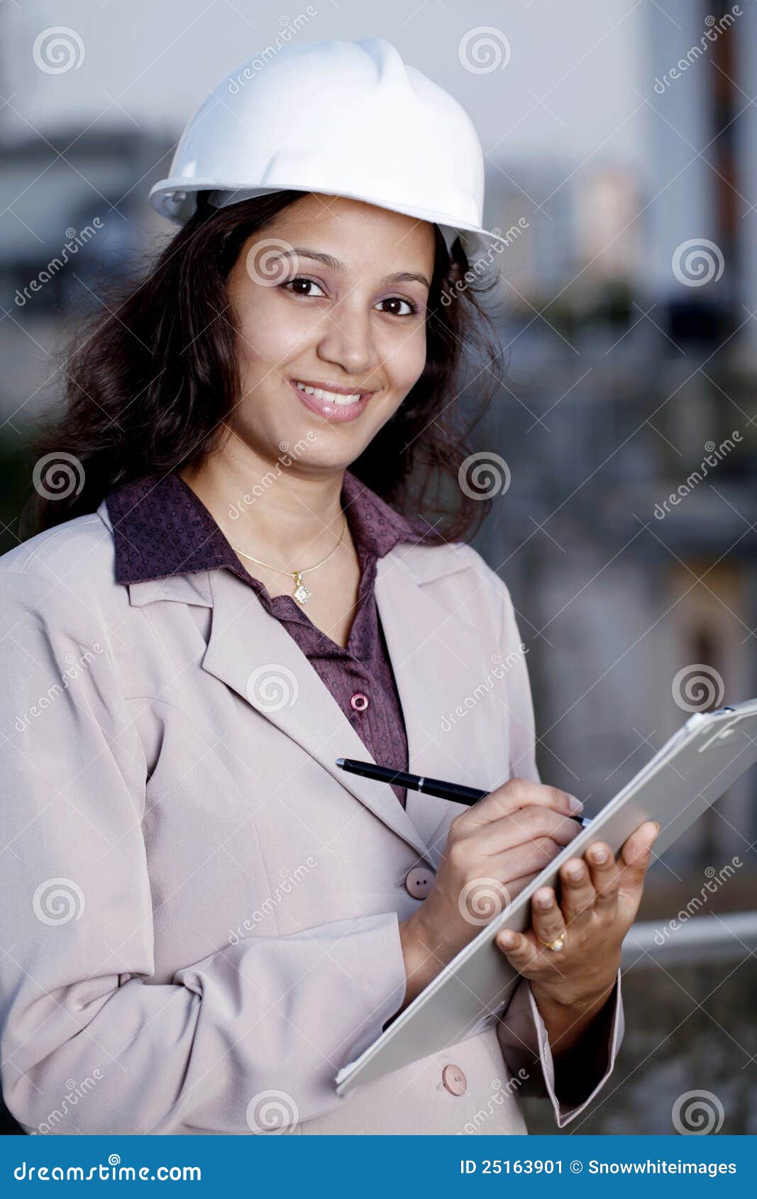 Female Construction Engineer Stock Image - Image of heerful, background ...