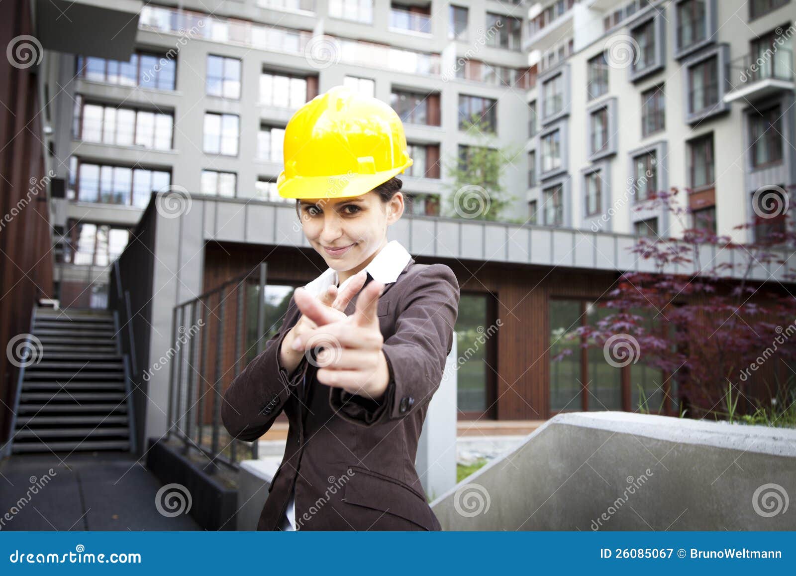 Female Construction Engineer Pointing Stock Image - Image of plans ...