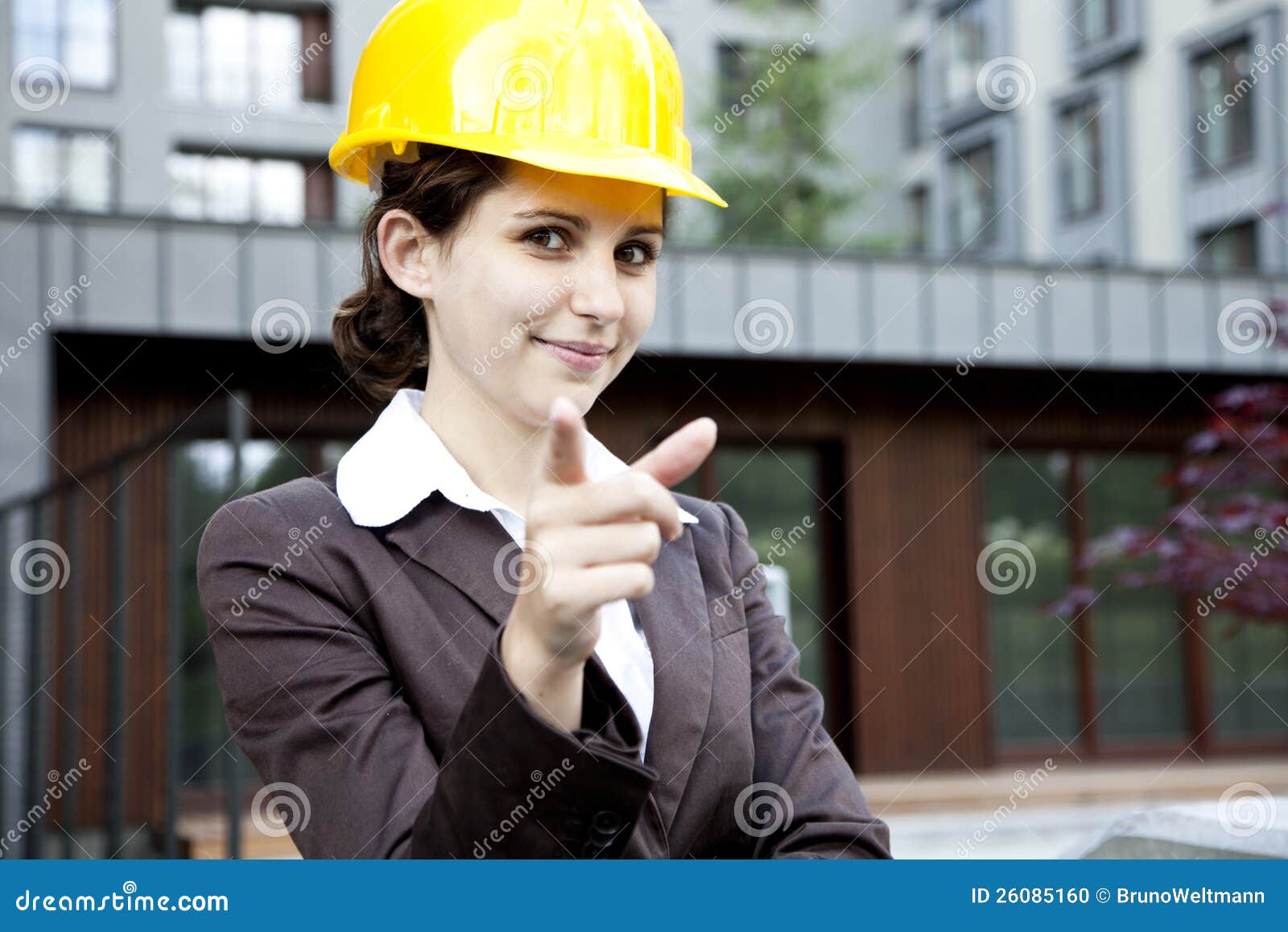 Female Construction Engineer Pointing at You Stock Photo - Image of ...