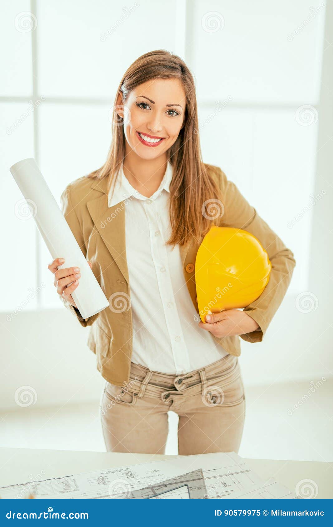 Female Construction Engineer Stock Image - Image of camera, foreman ...