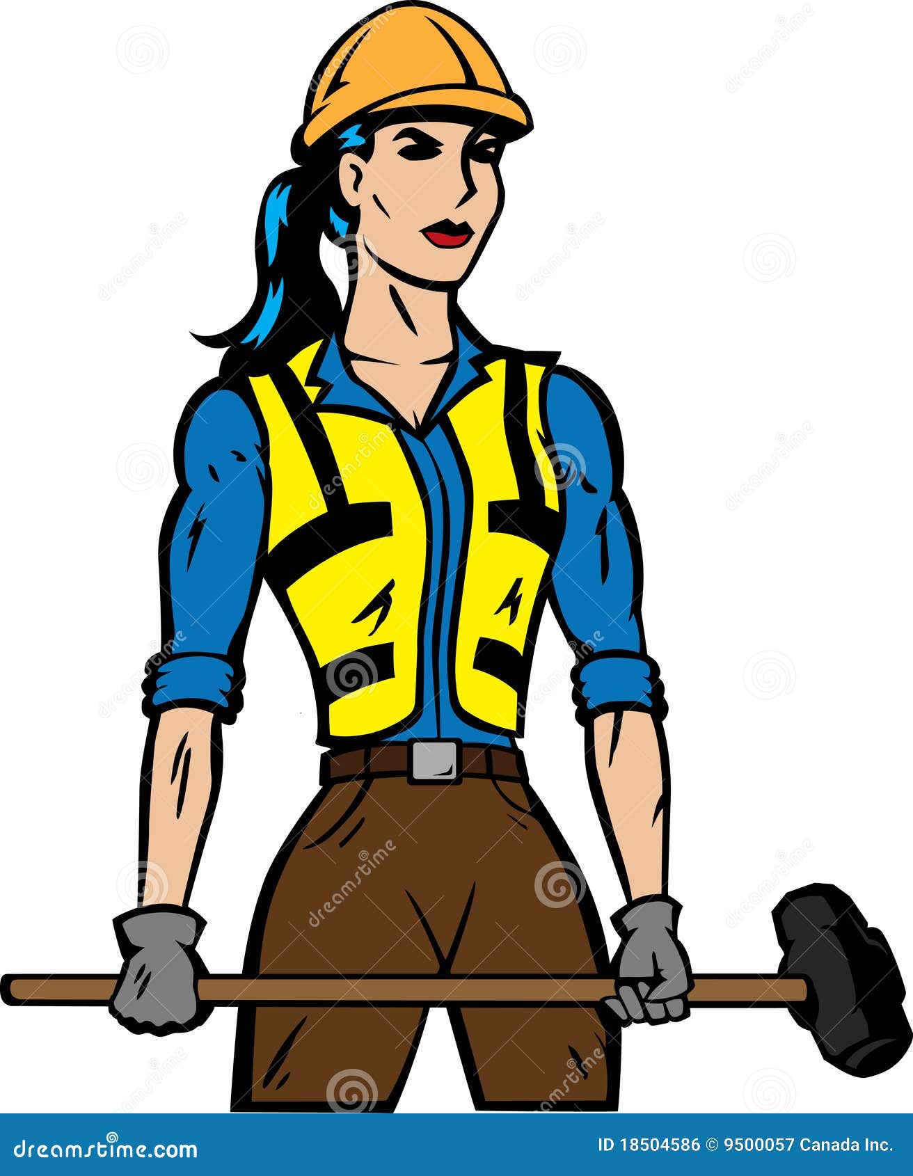 Female Construction Worker stock vector. Illustration of renovate ...